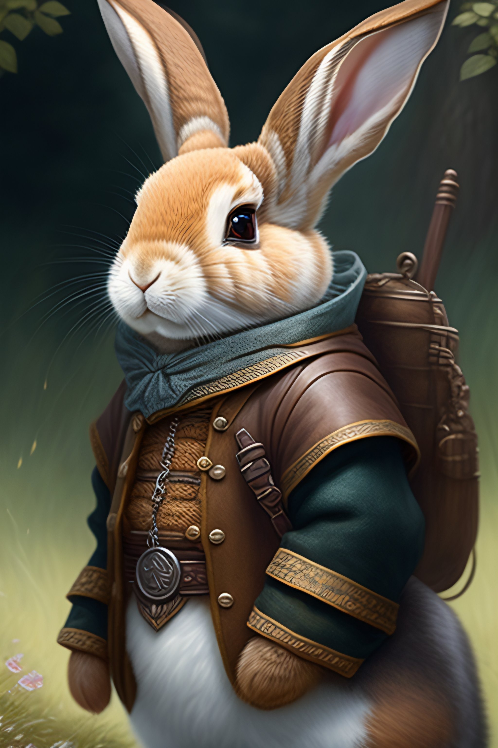 Lexica - Anthropomorphic illustration of a cute rabbit as an adventurer ...