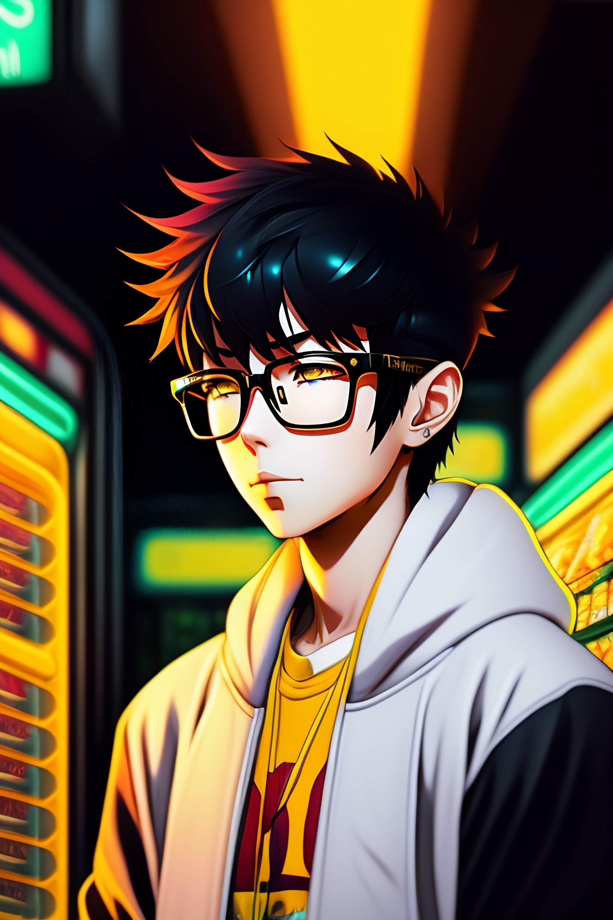 Lexica - Boy wearing gold glasses. facing right in the style of ...