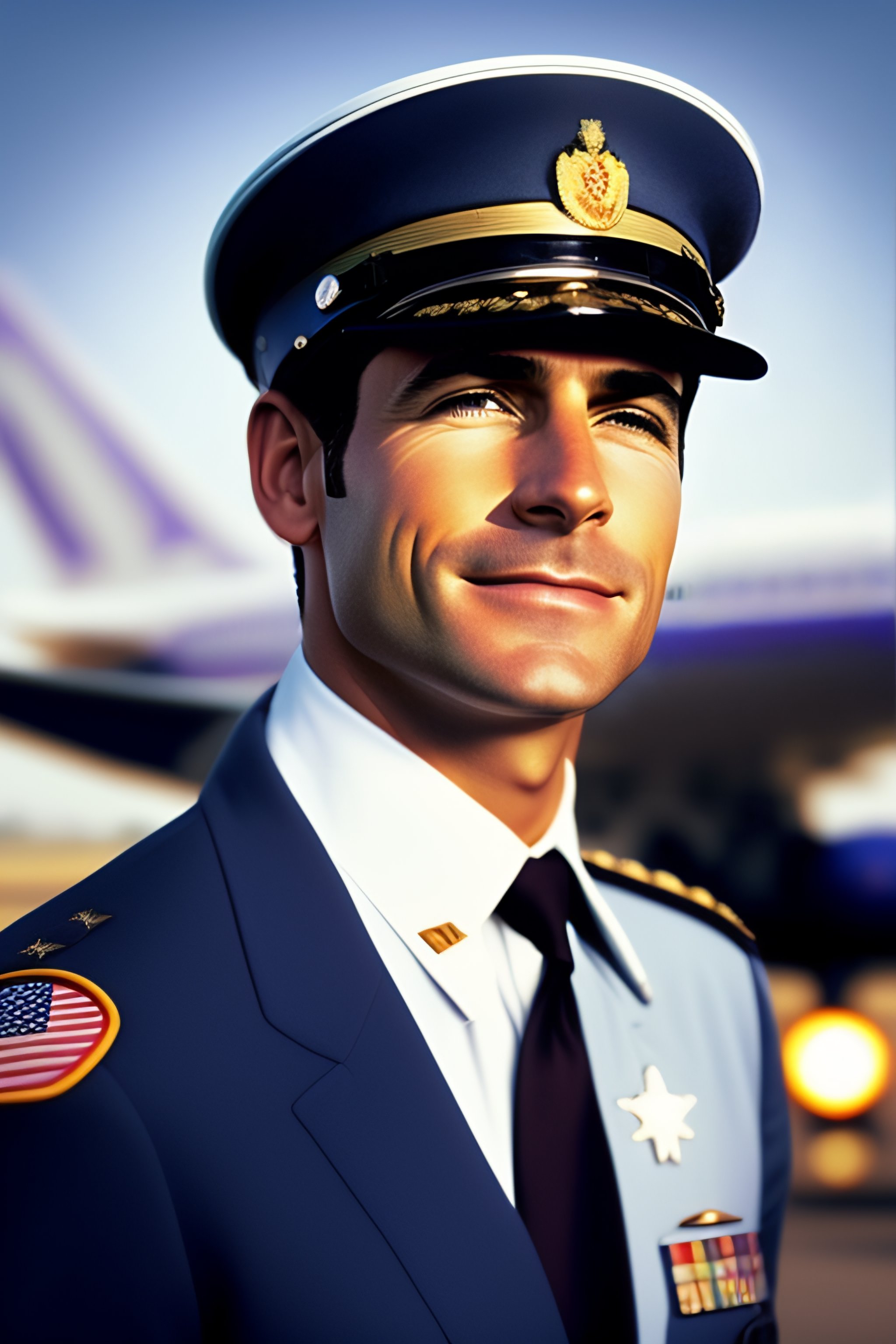 Lexica - A pilot standing in a civilian airport wearing a 1990s style ...