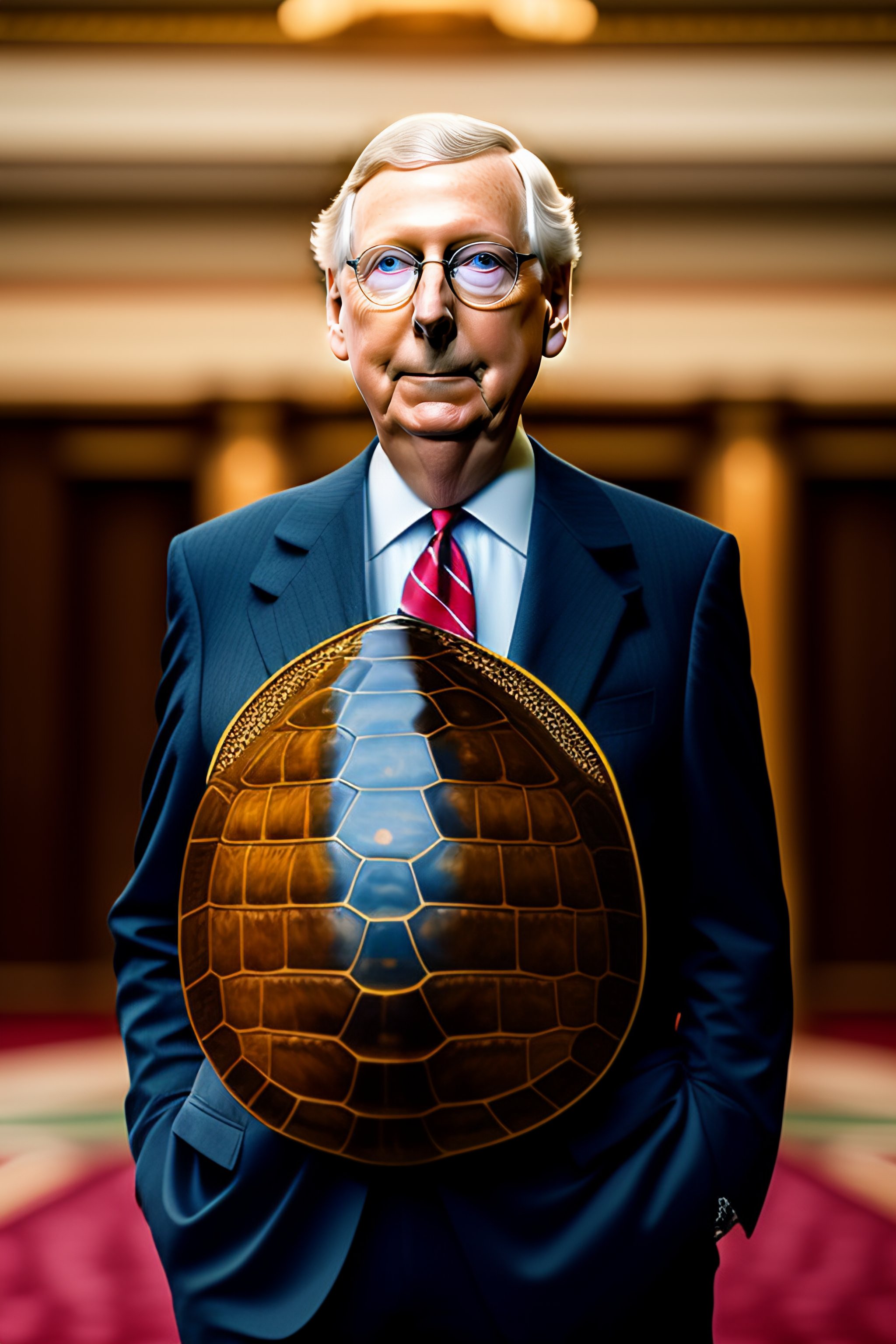 Lexica - Portrait of Mitch McConnell wearing a turtle shell