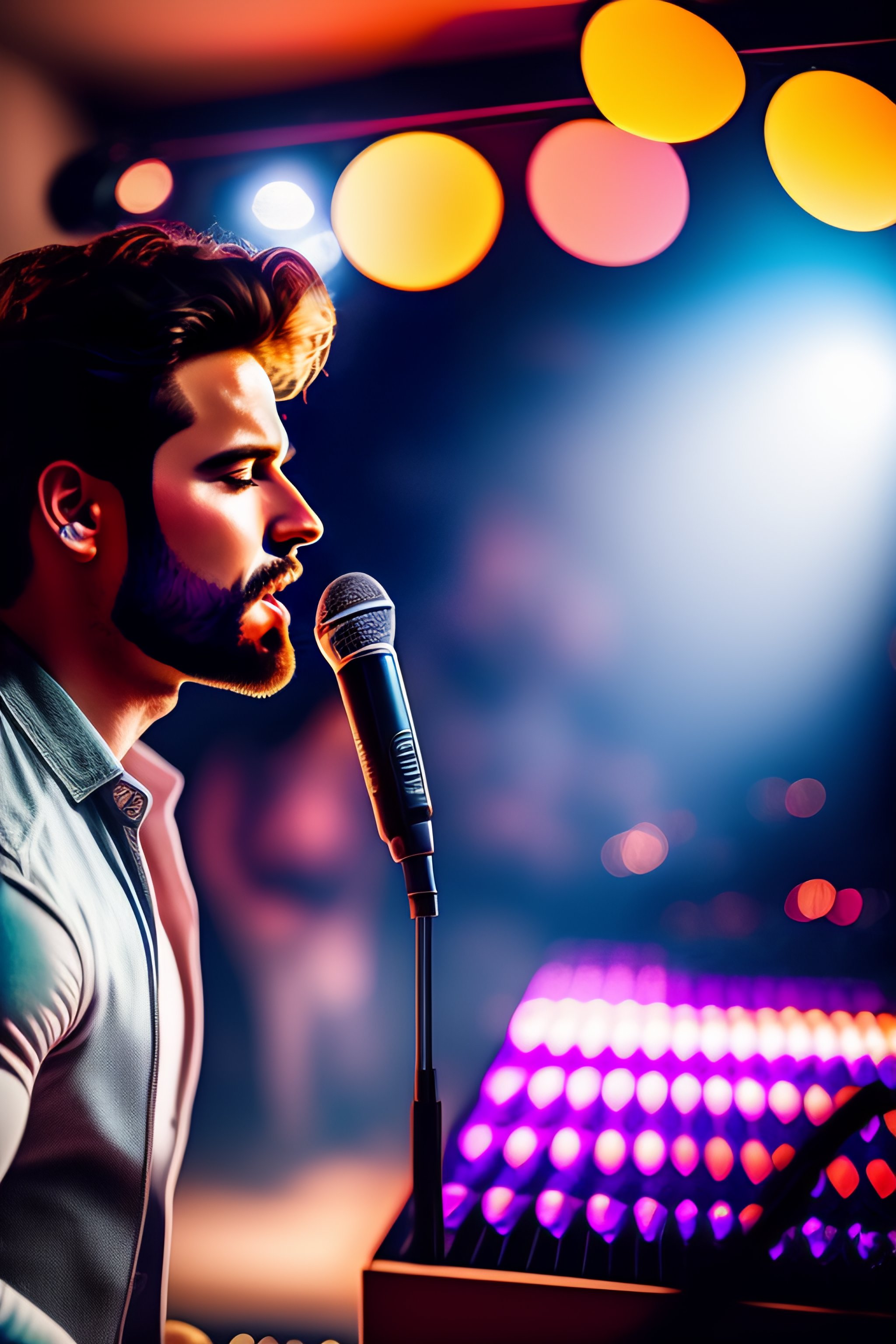 Lexica - Portrait of a singer in a live house.