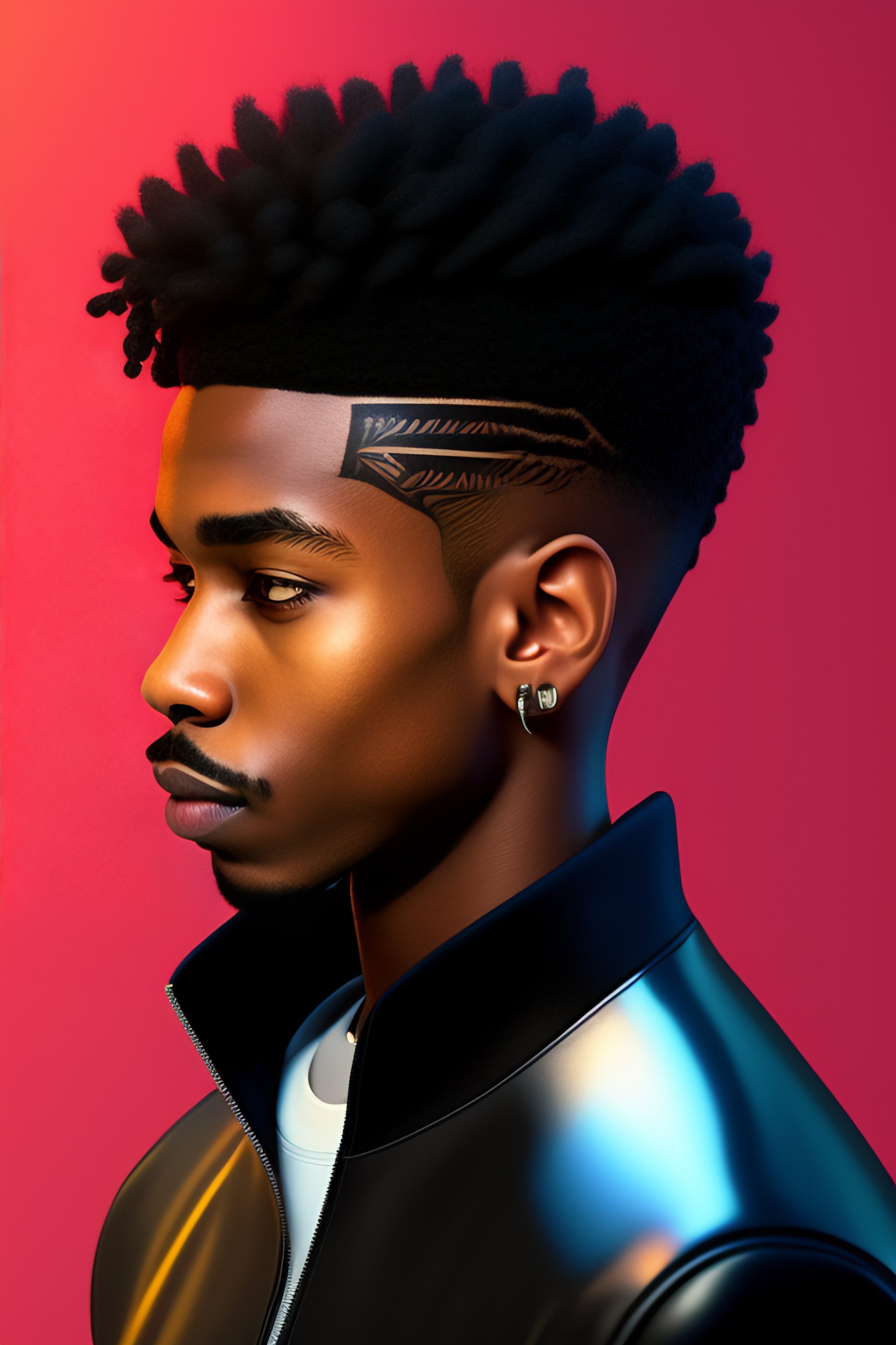 Lexica - Nigga boy in black zipper top, straight hair, men's messy ...