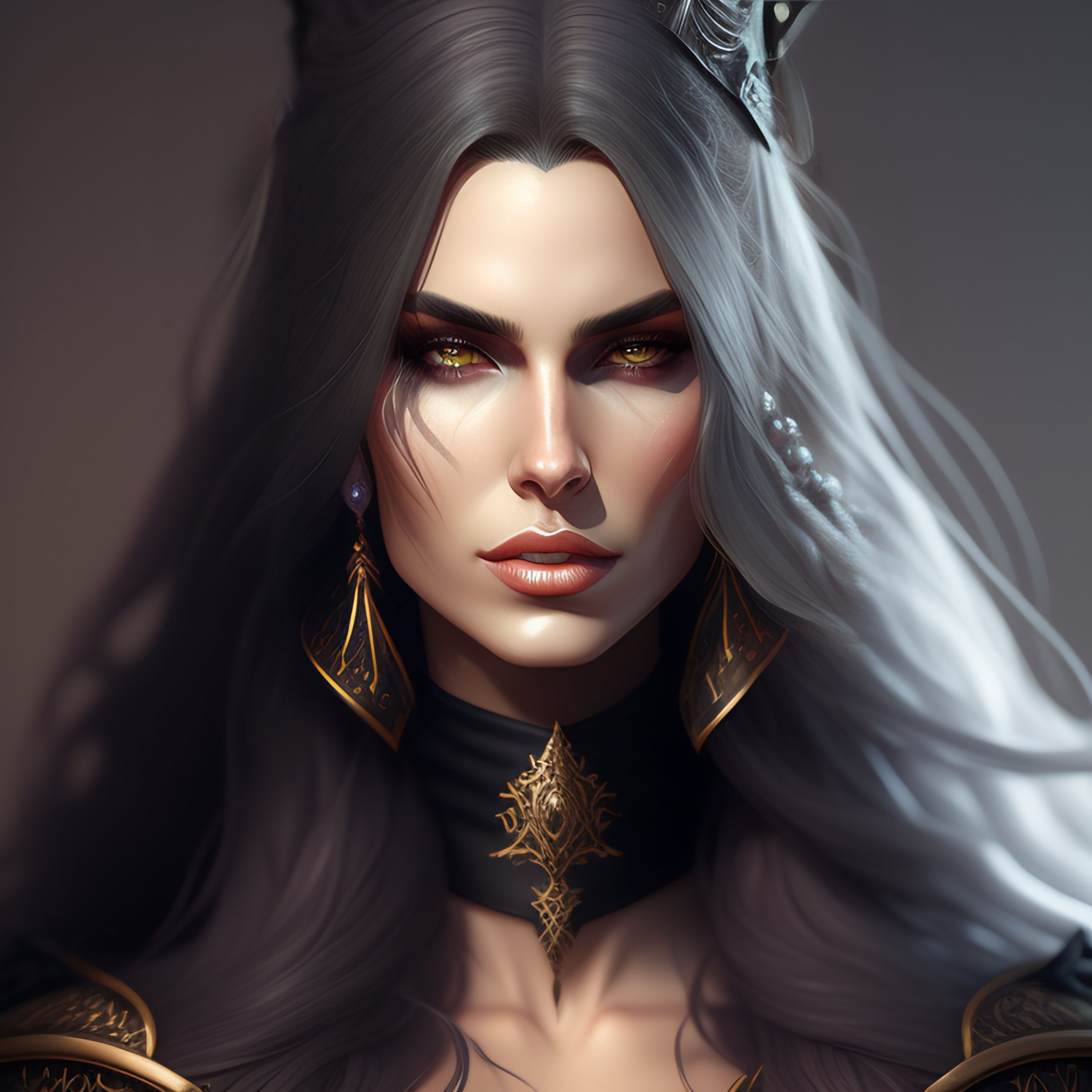 Lexica - “ evil witch, powerful, dark clothes, grace, flowing hair ...