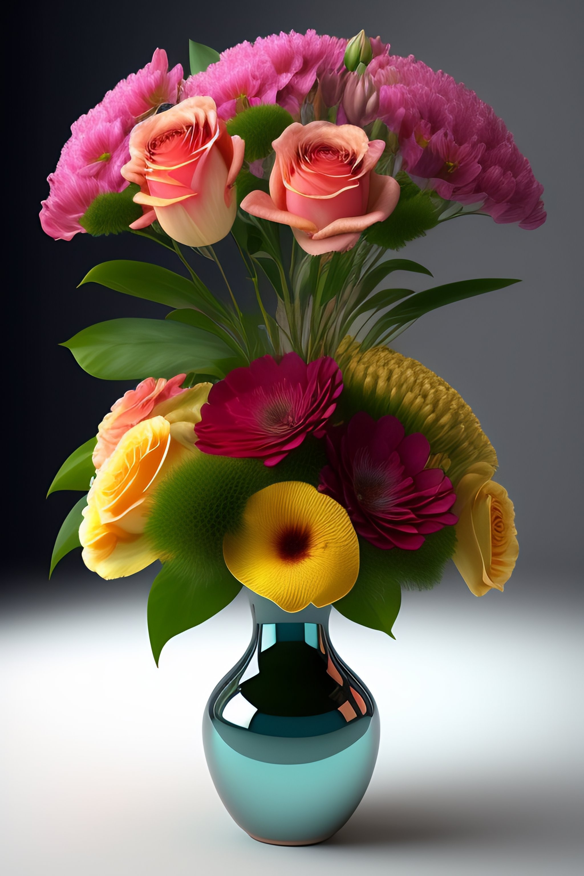 Lexica - Beautiful, realistic, large floral arrangement, horizontal ...