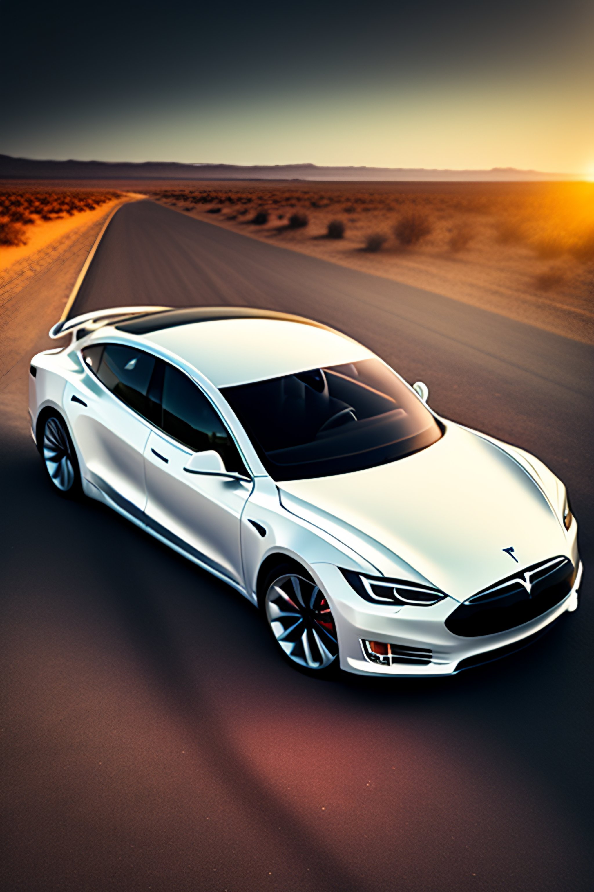 Lexica - Jesus driving a white tesla, detailed interior shot from above