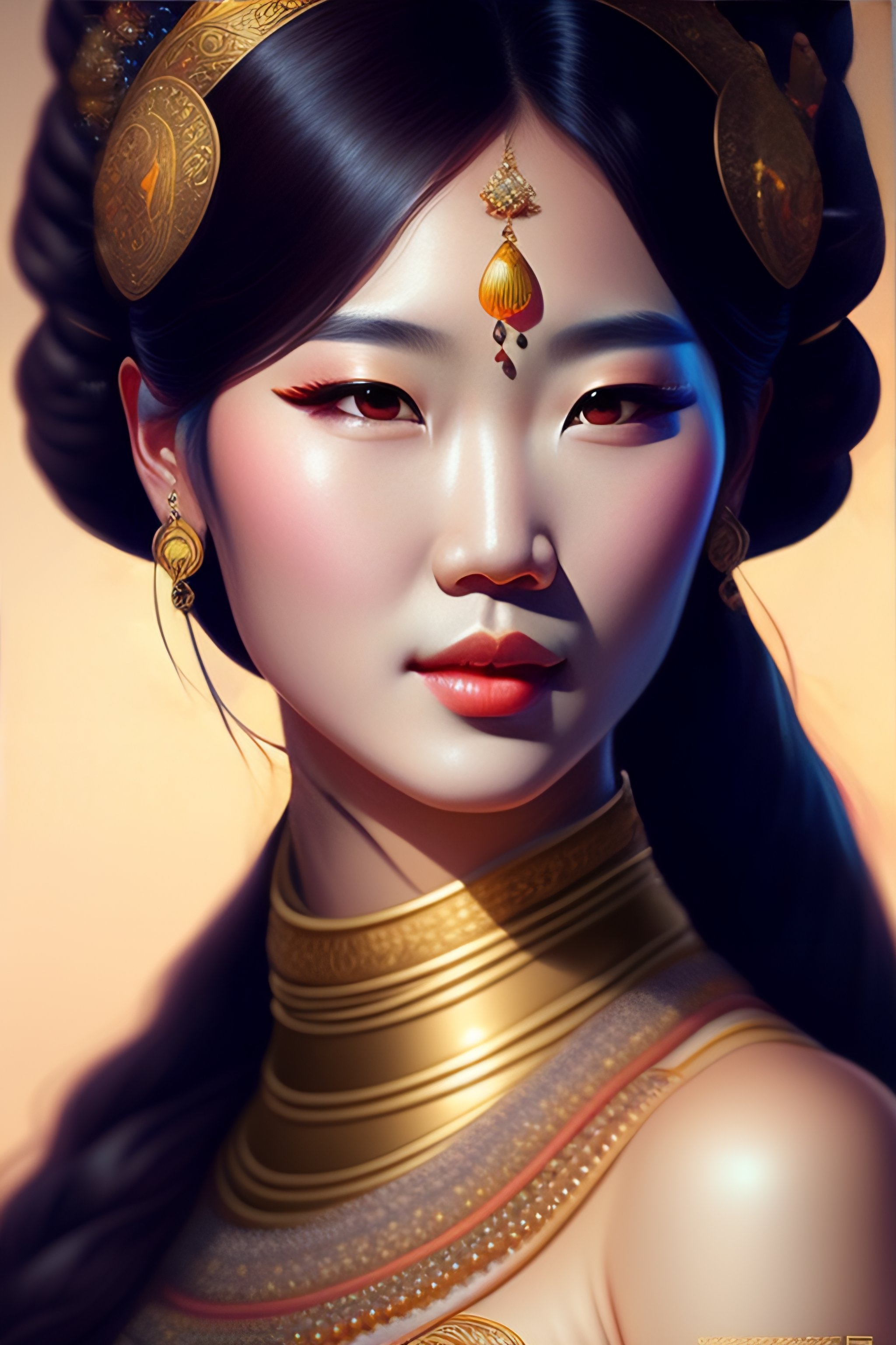 Lexica - Detailed portrait of korean goddess, high detailed paiting by ...
