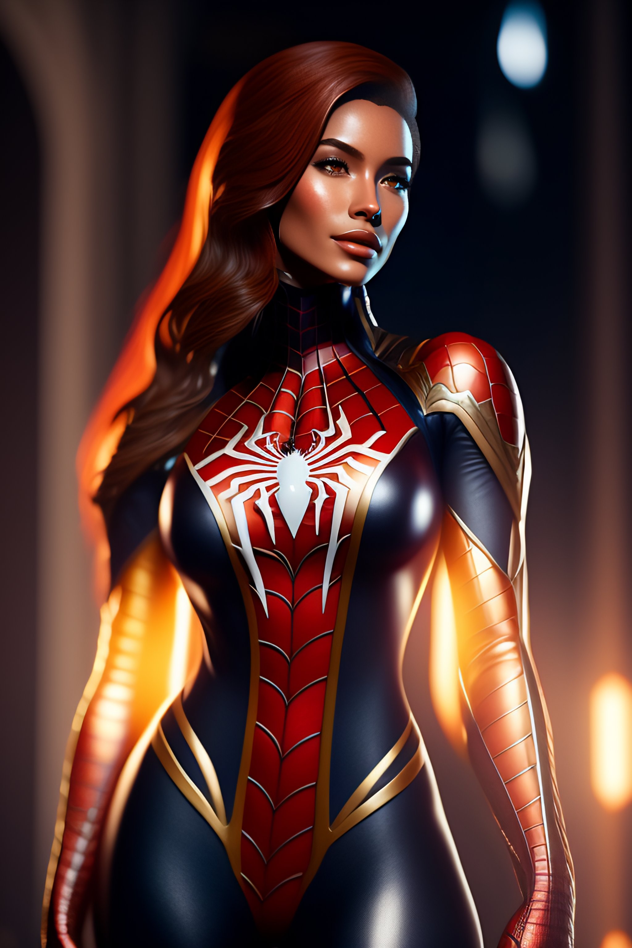 Lexica - A female version of Spider-Man in full body view, dream-like ...
