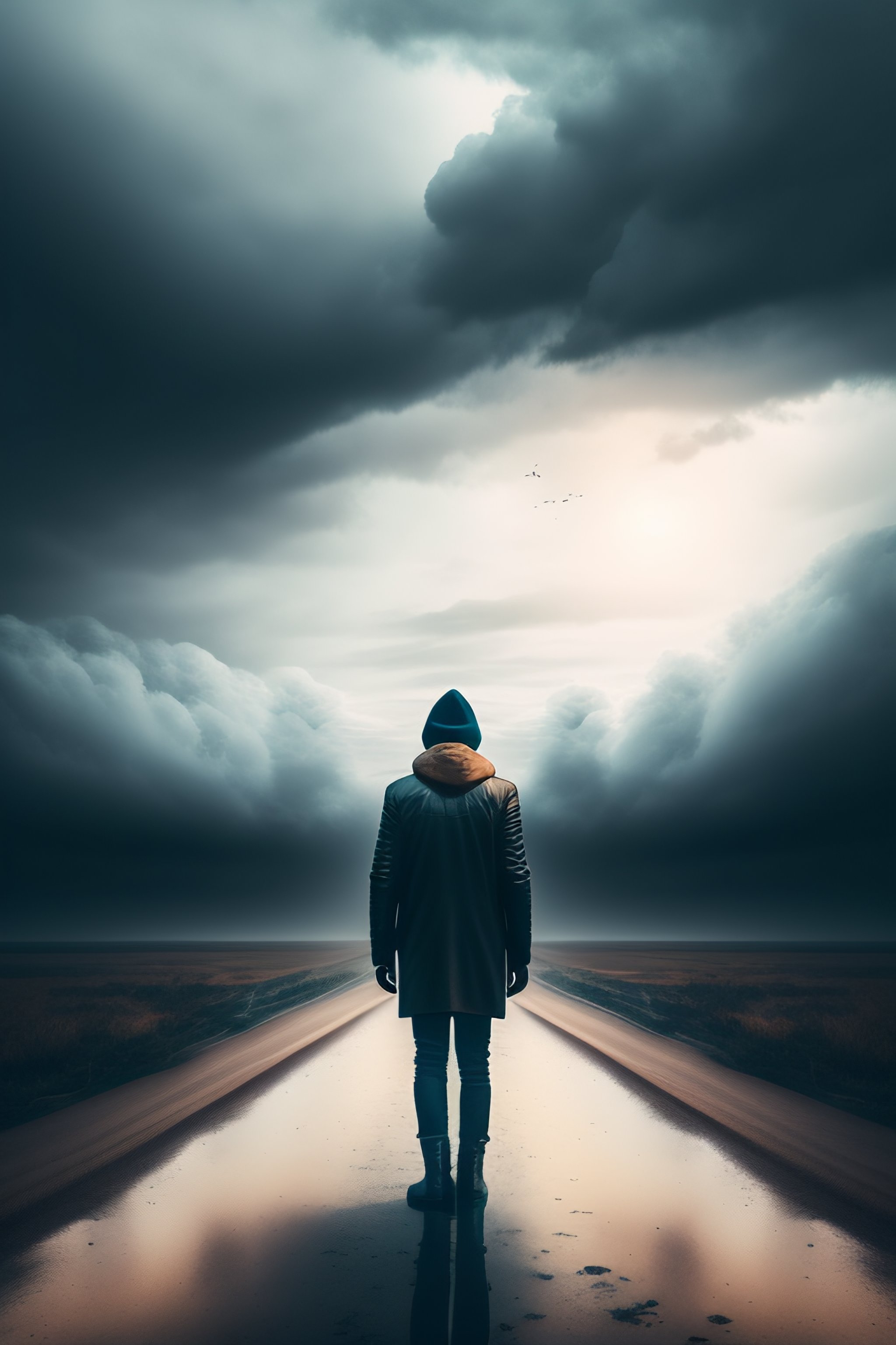 Lexica - Person in a sad bleak apocalypse reaching for heaven