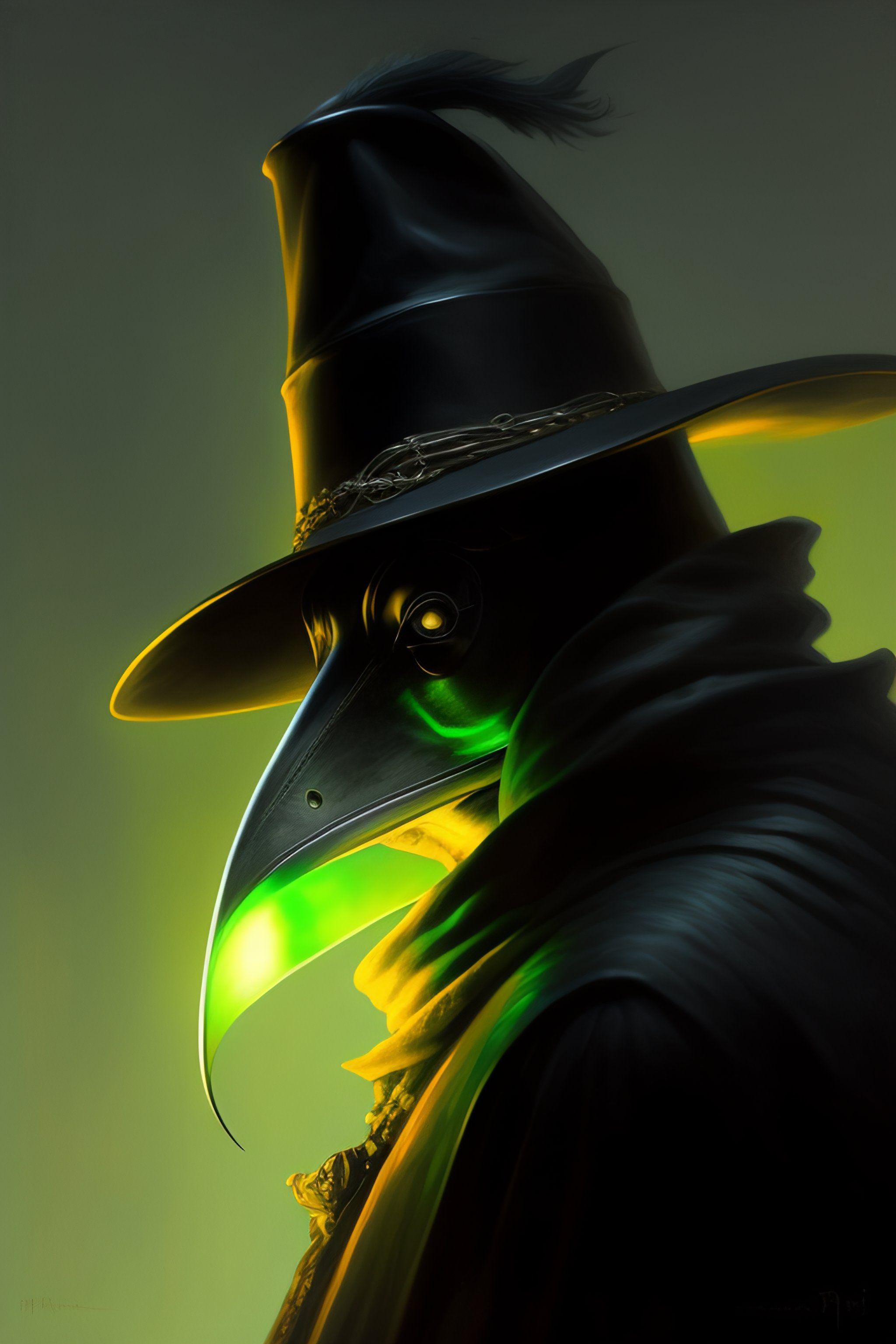 Lexica - Plague doctor with black plague mask with green led in eyes ...