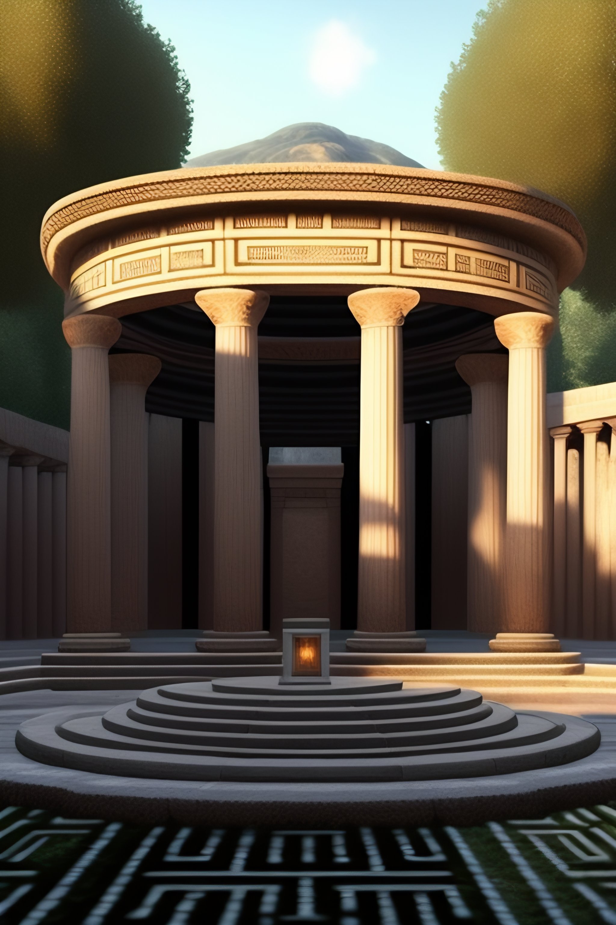 Lexica - Ancient greek circular agora temple interior leading to ...