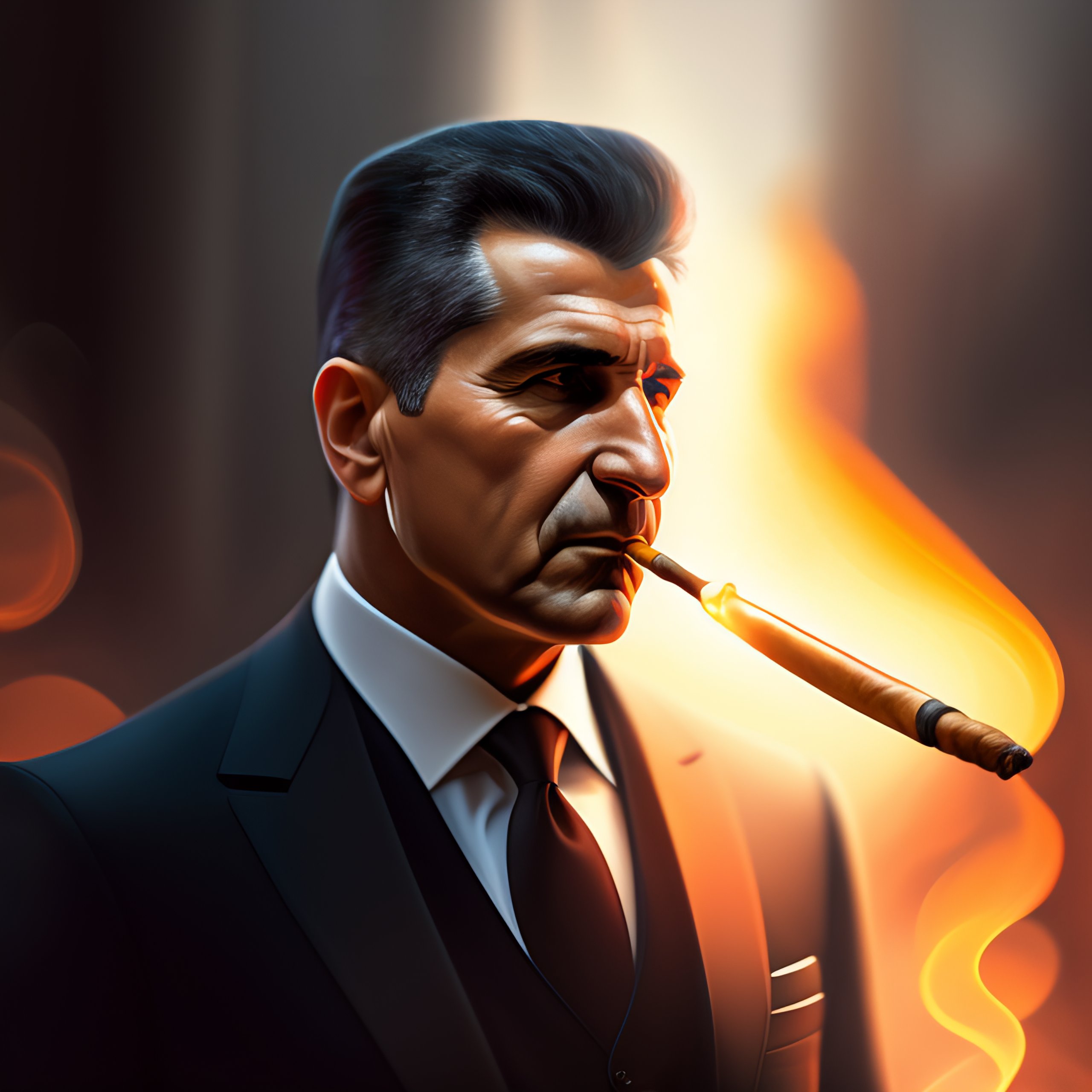 Lexica - A portrait of a nicolae ceausescu runing muscular, smoking a ...