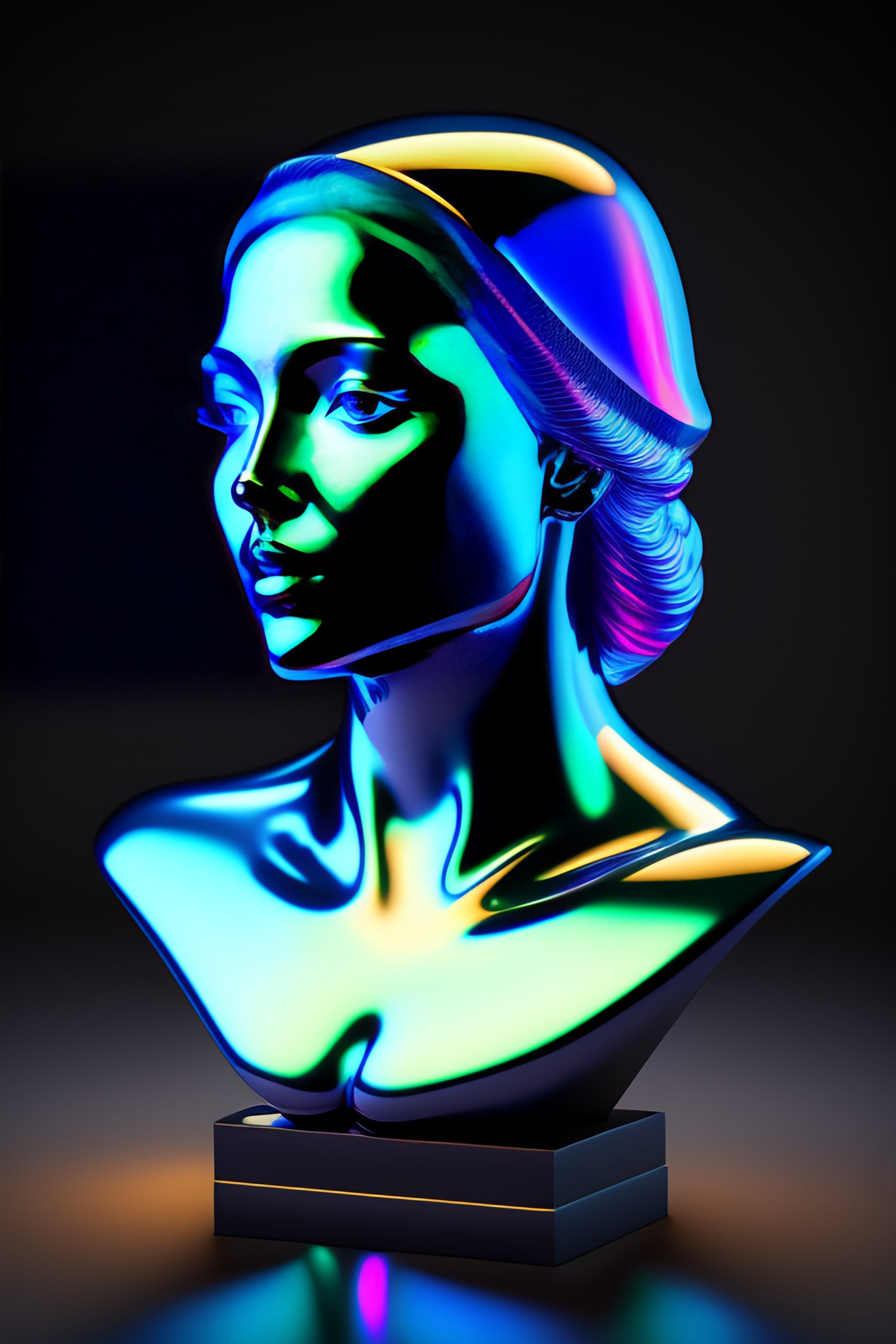 Lexica - Render of a shiny chrome reflective iridescent marble bust ...