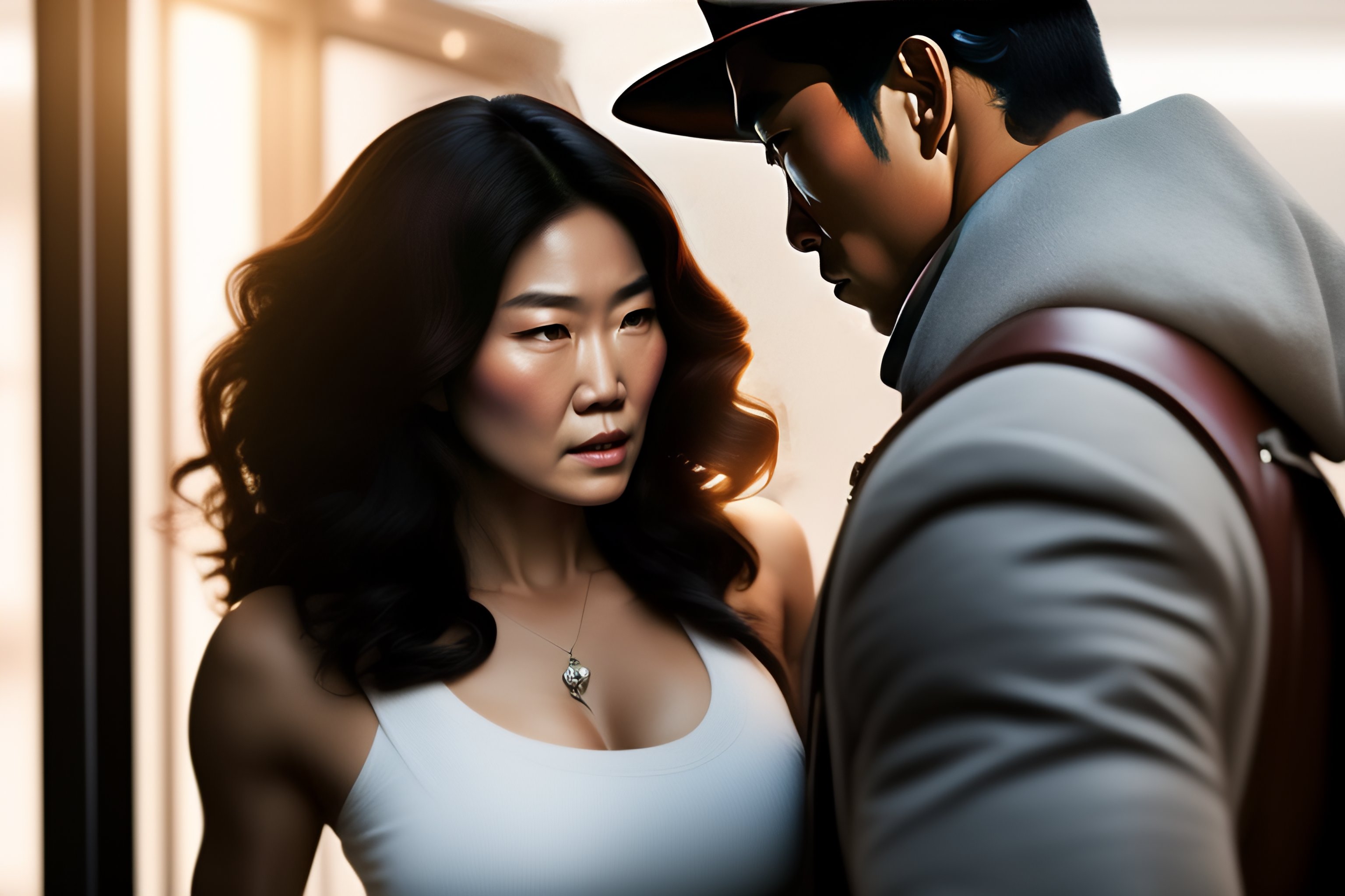 Lexica - A gatekeeper who blocks a woman trying to escape. apocalypse ...