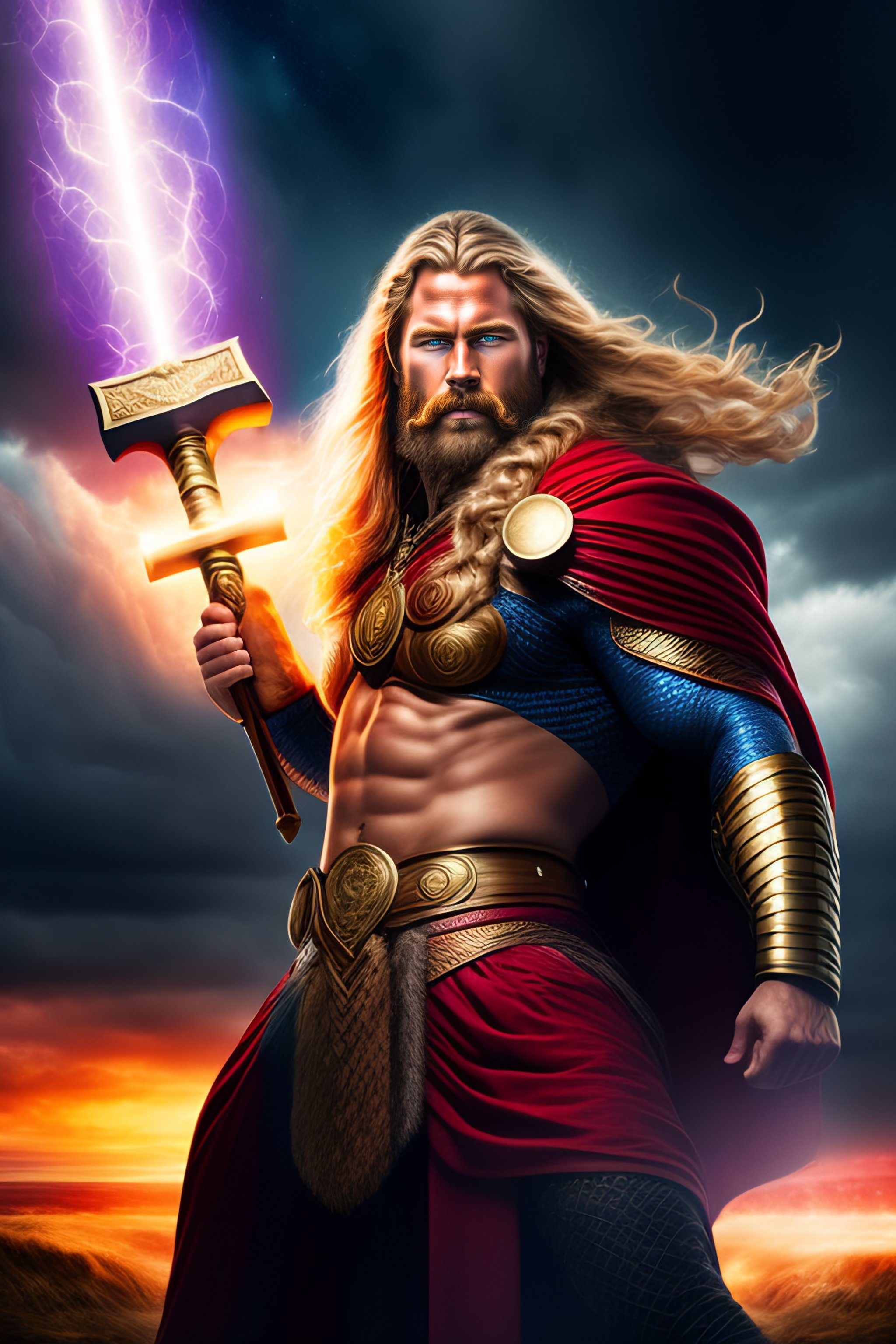Lexica - Realistic, psychedelic image of Thor Norwegian Viking God ...
