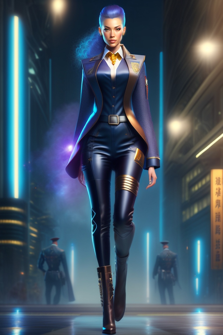 Lexica - Cyberpunk, wide angle, full body height, suave business woman ...