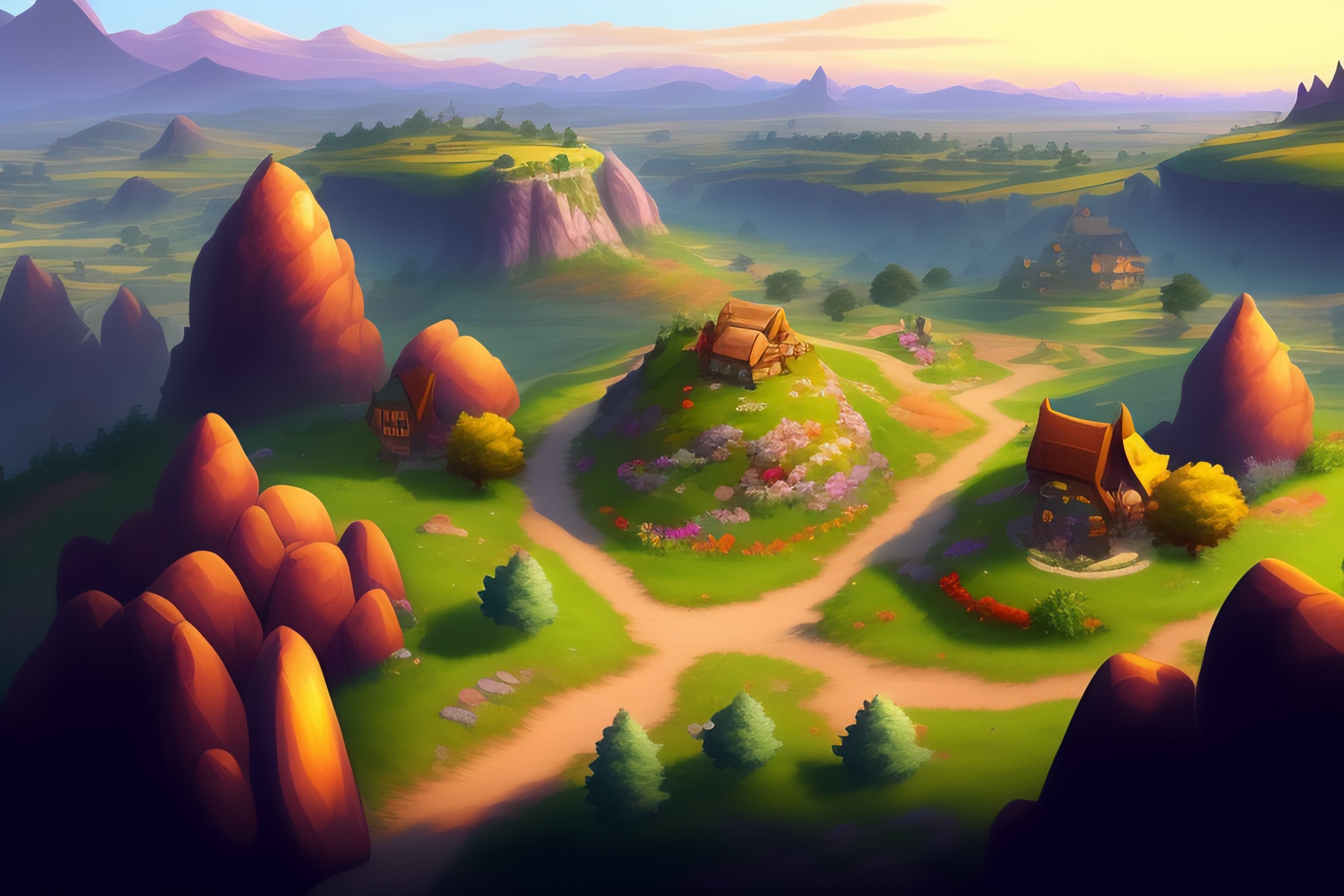Lexica - Countryside landscape background for a browser game, top down ...
