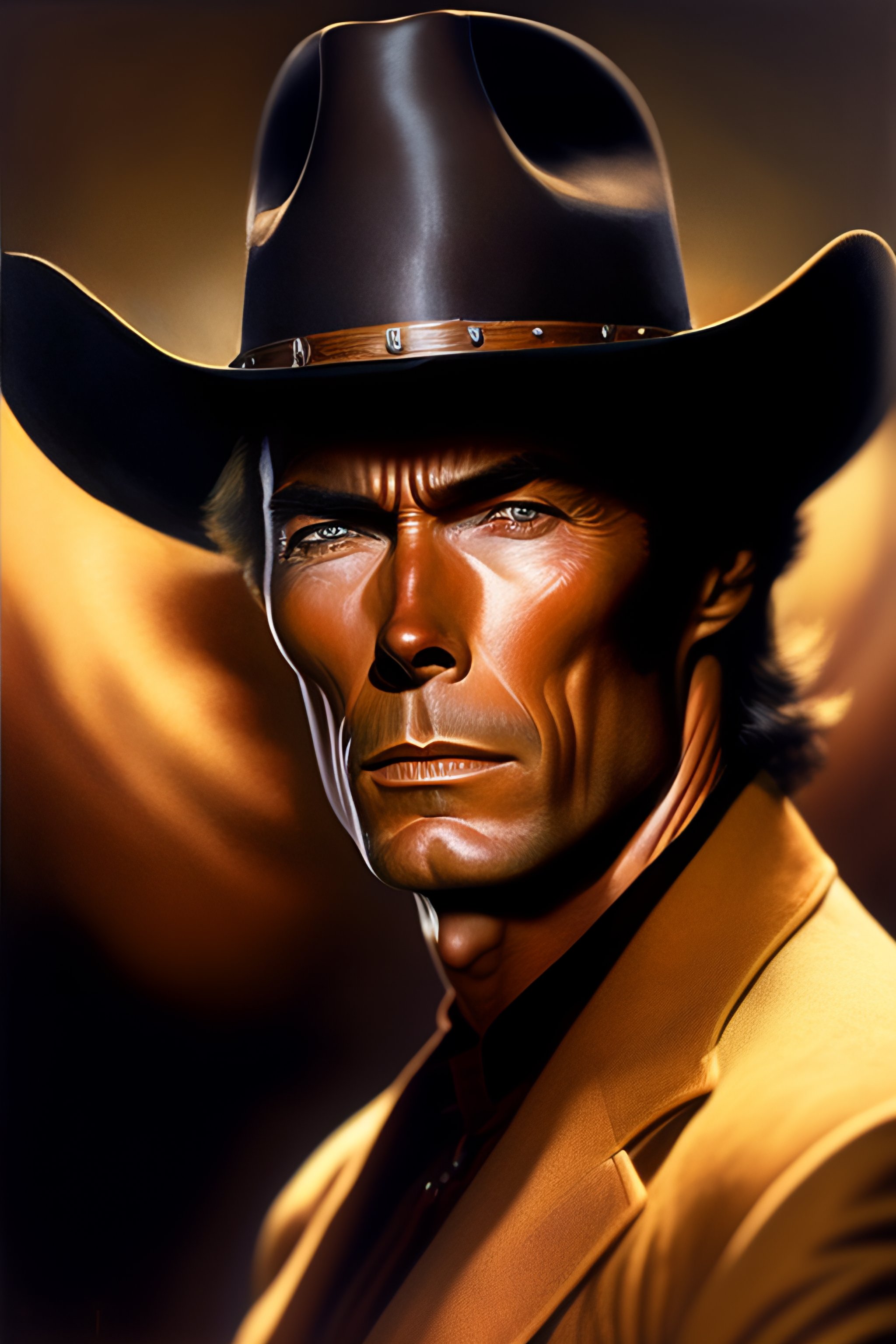 Lexica - Clint eastwood portrait shot of a brutal western cowboy firing ...