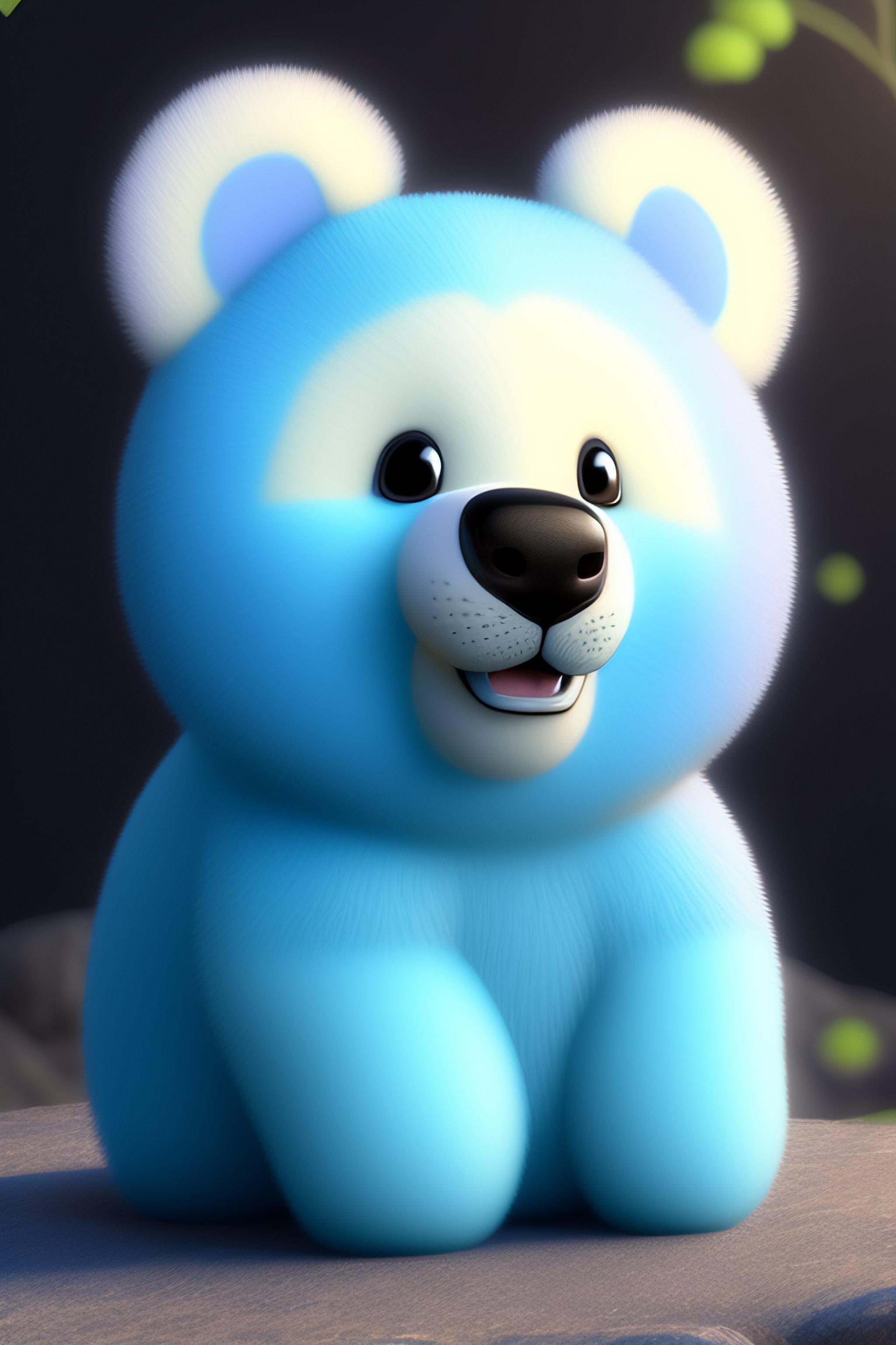 Lexica - Barnoo is a small, cute, loveable, furry blue bear with a big round face and round ears ...