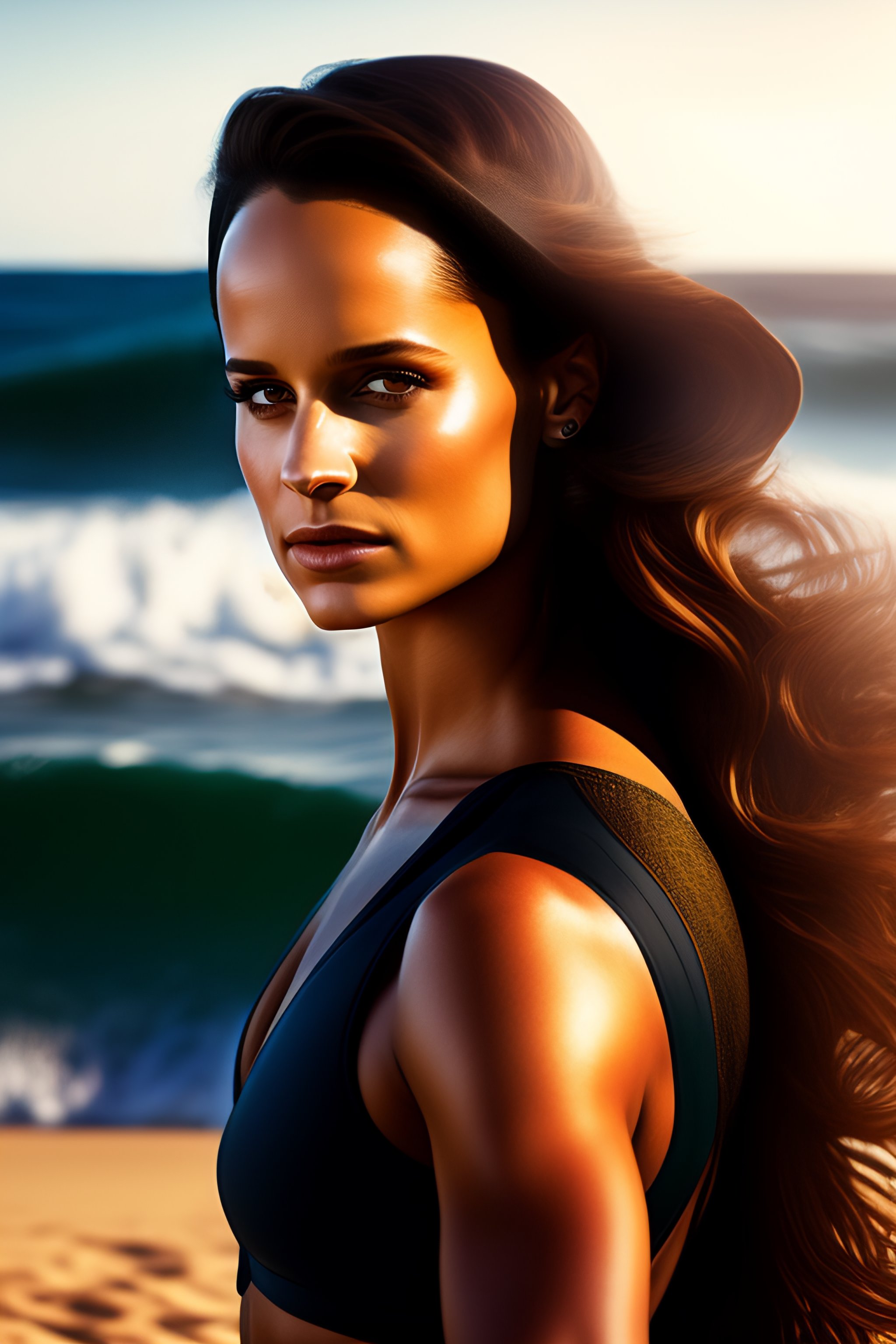 Lexica - Photograph, alicia vikander, beach, metal gear solid