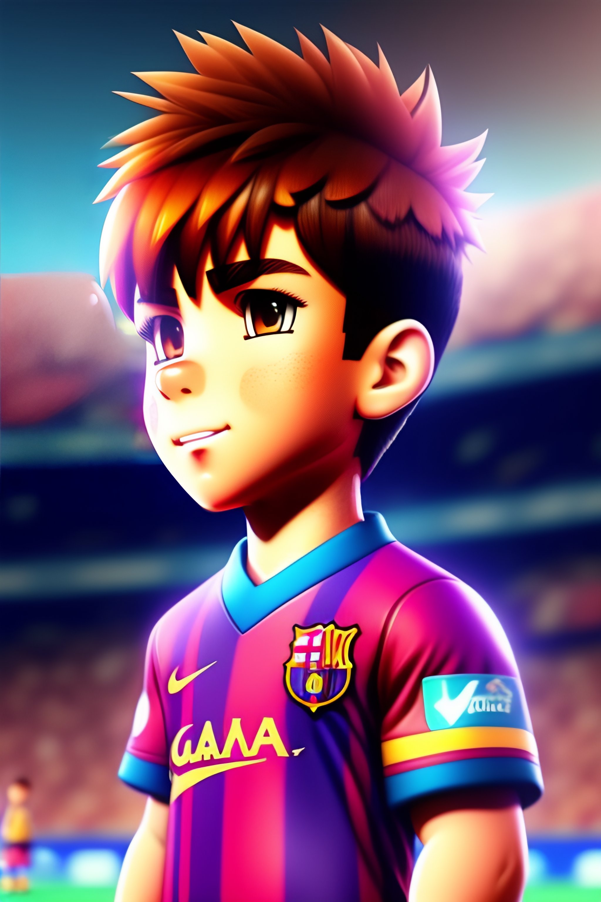 Lexica - Cartoon toy Kids leonel messi on football style anime