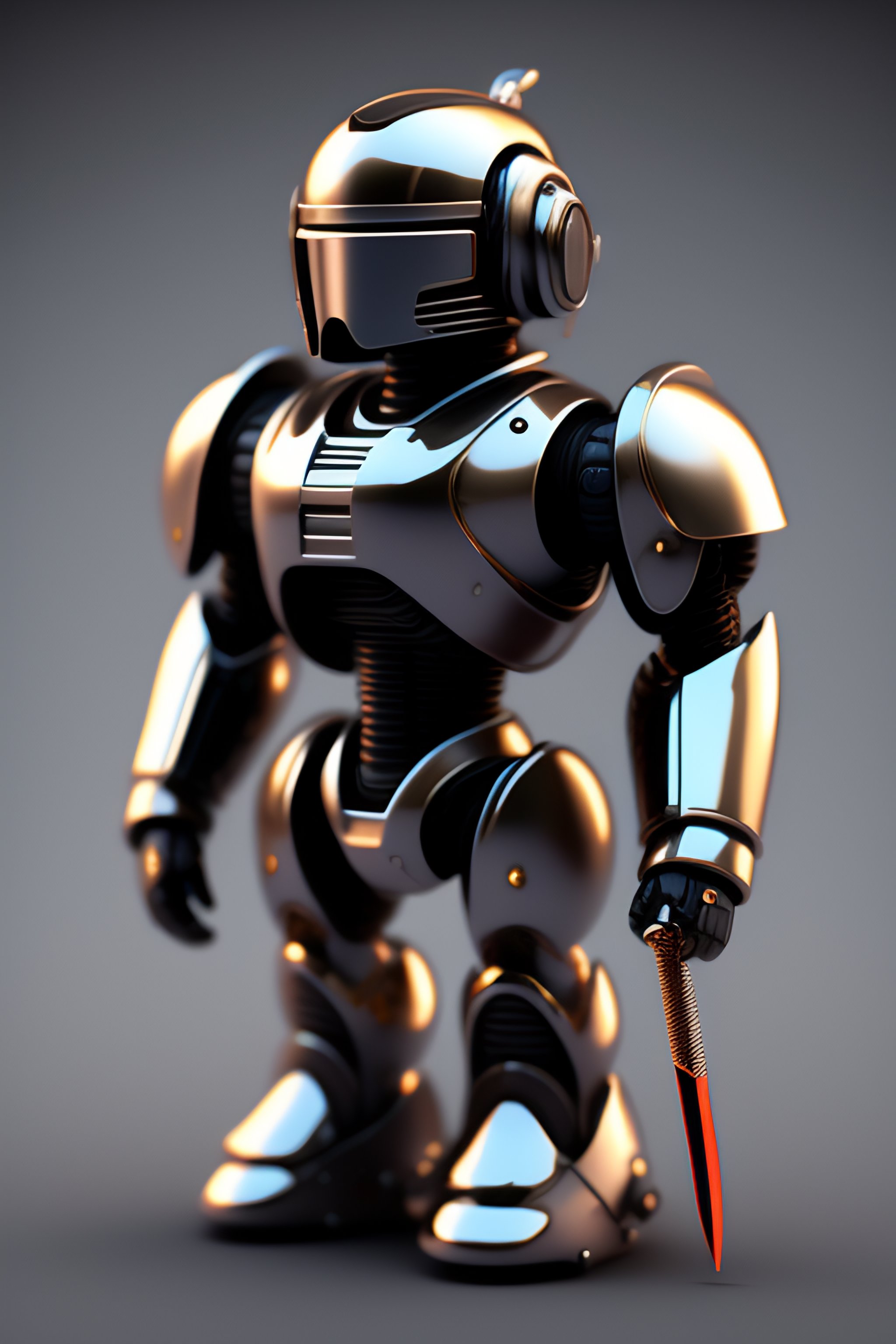 Lexica - Cute 3d render of toy art robocop holding a sword