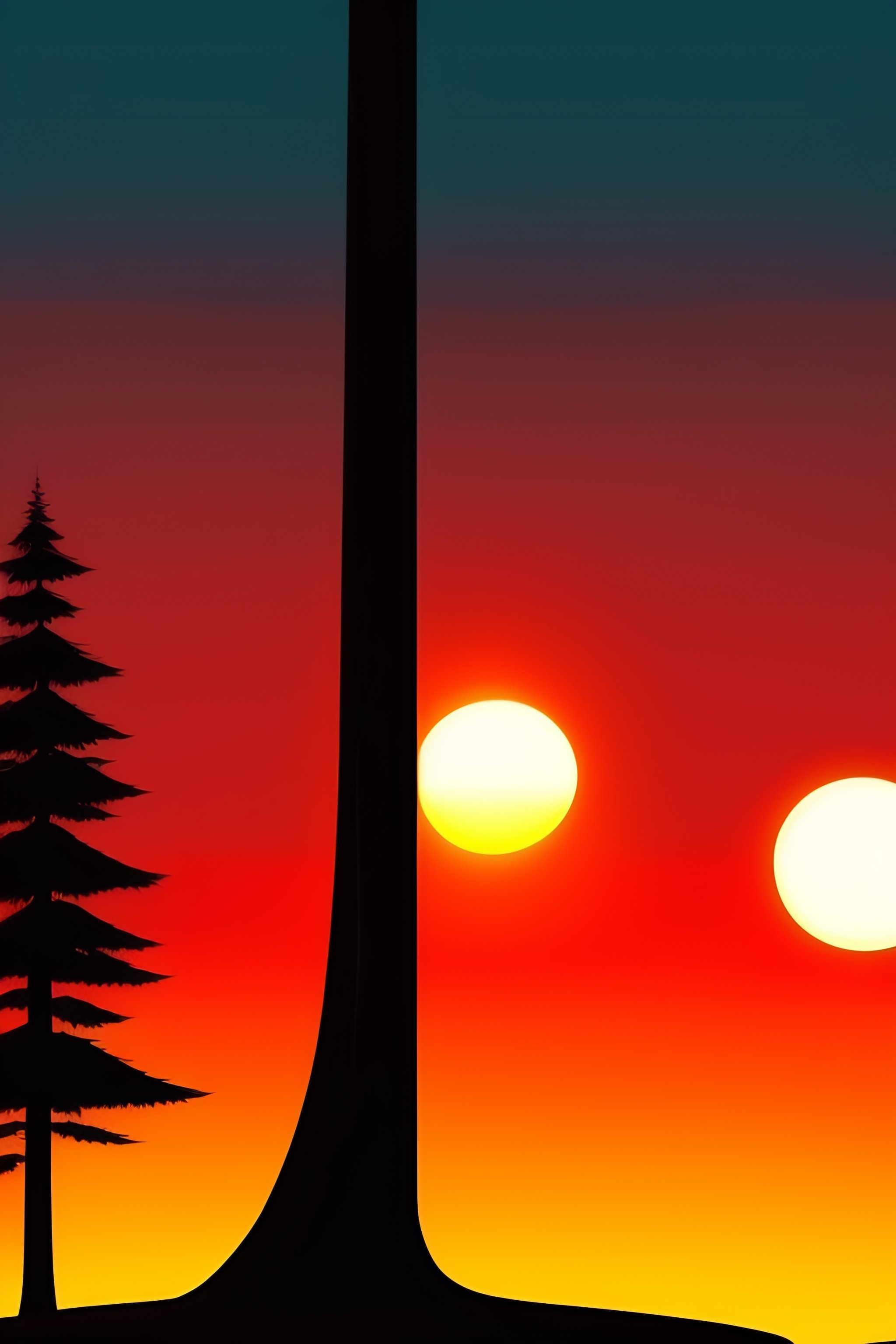 Lexica - Siluet of a tree with the sun setting in the background,cel ...