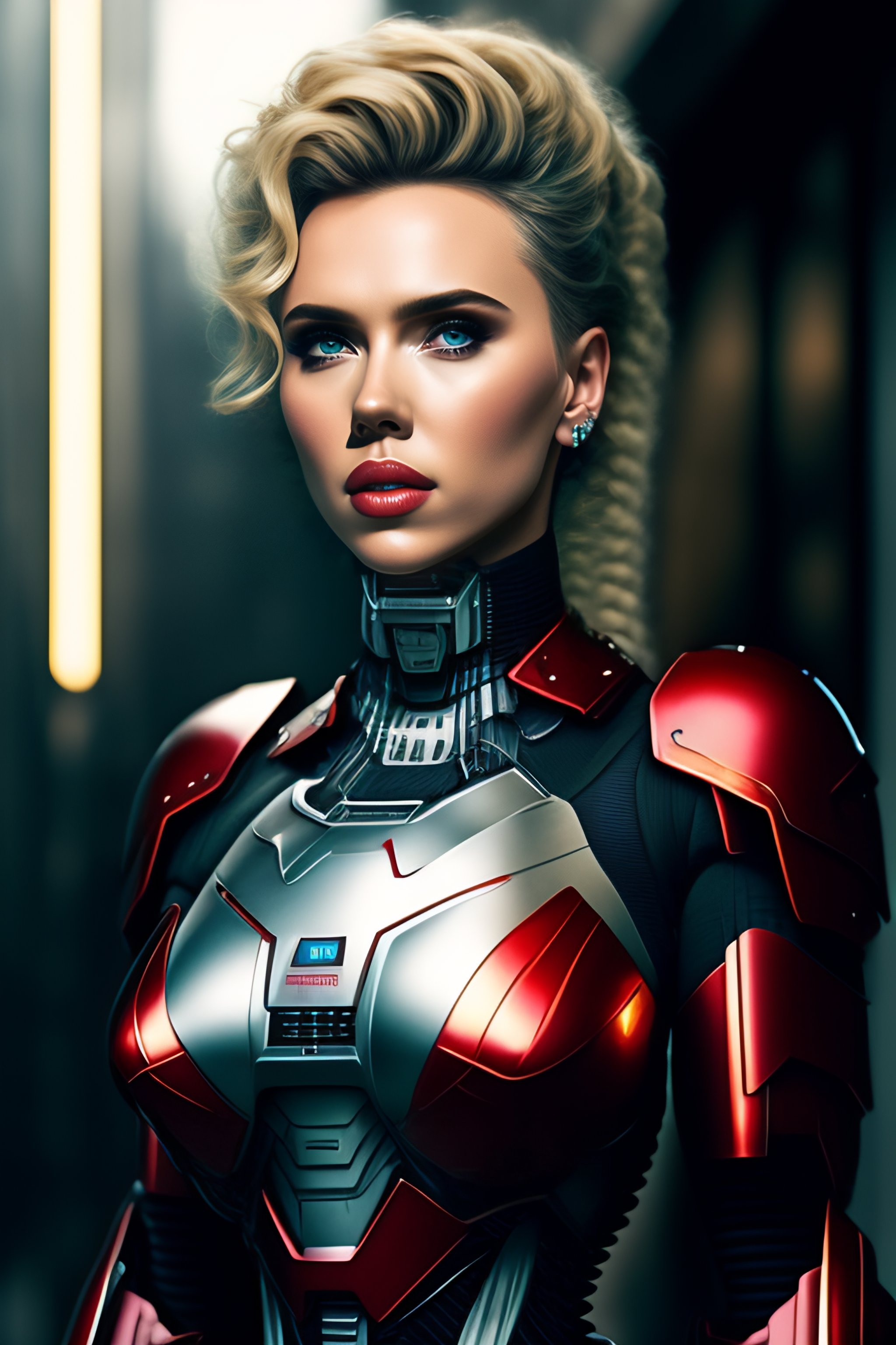 Lexica - Scarlett johansson face full covered robot skeleton body ...