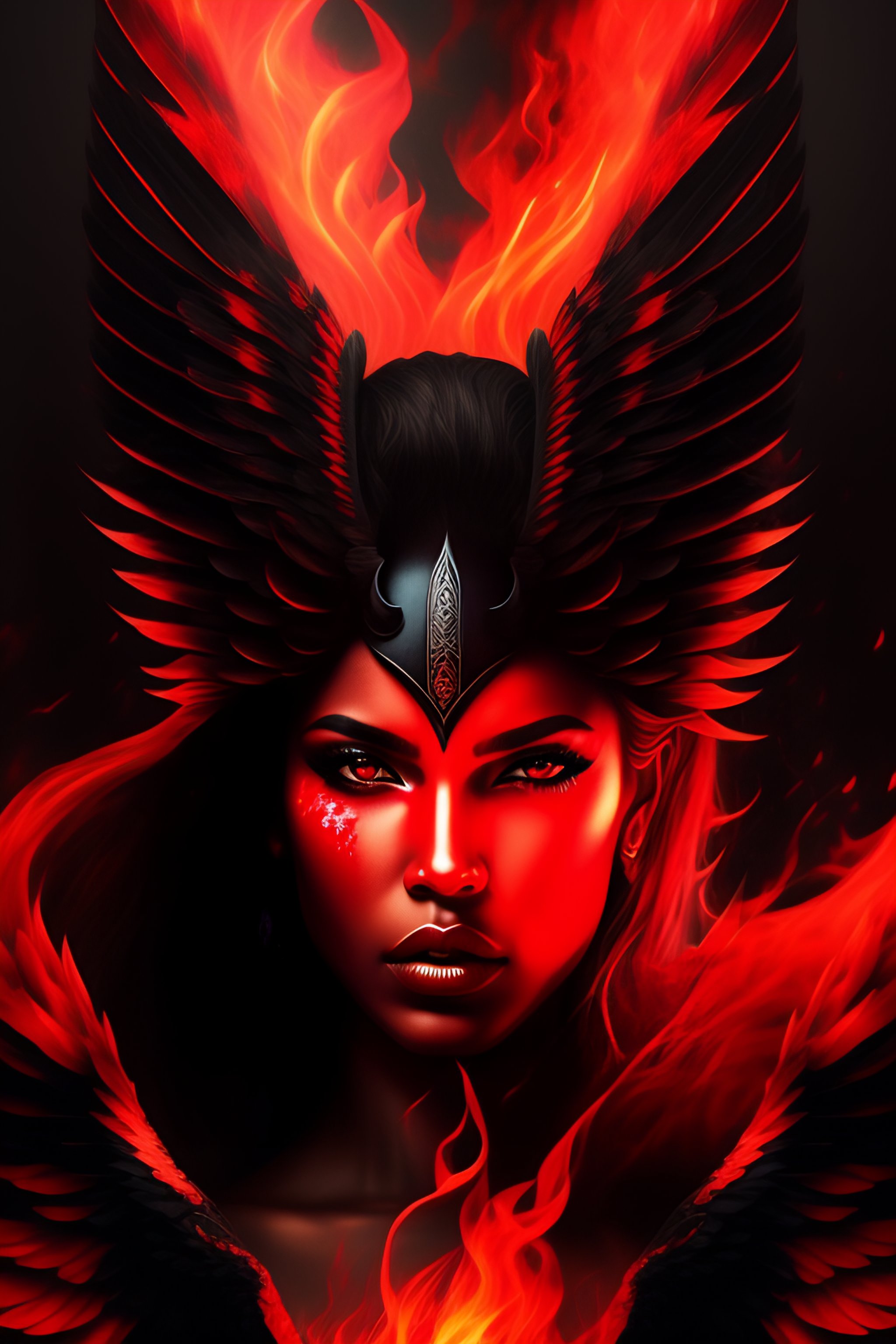 Lexica - Angels of wrath and anger made of black a red fire, one wing ...