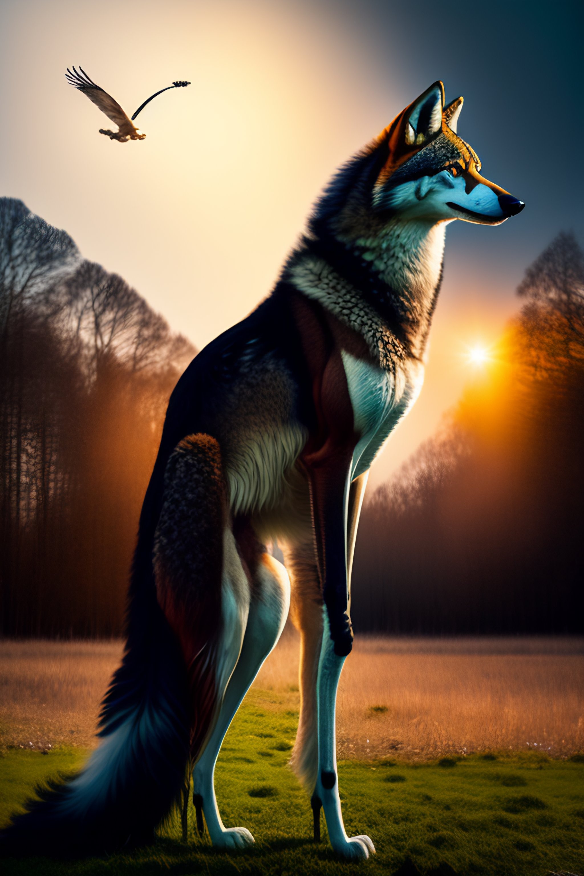 Lexica - EXTREMELY TALL, very emaciated wolf falcon wolf falcon wolf ...