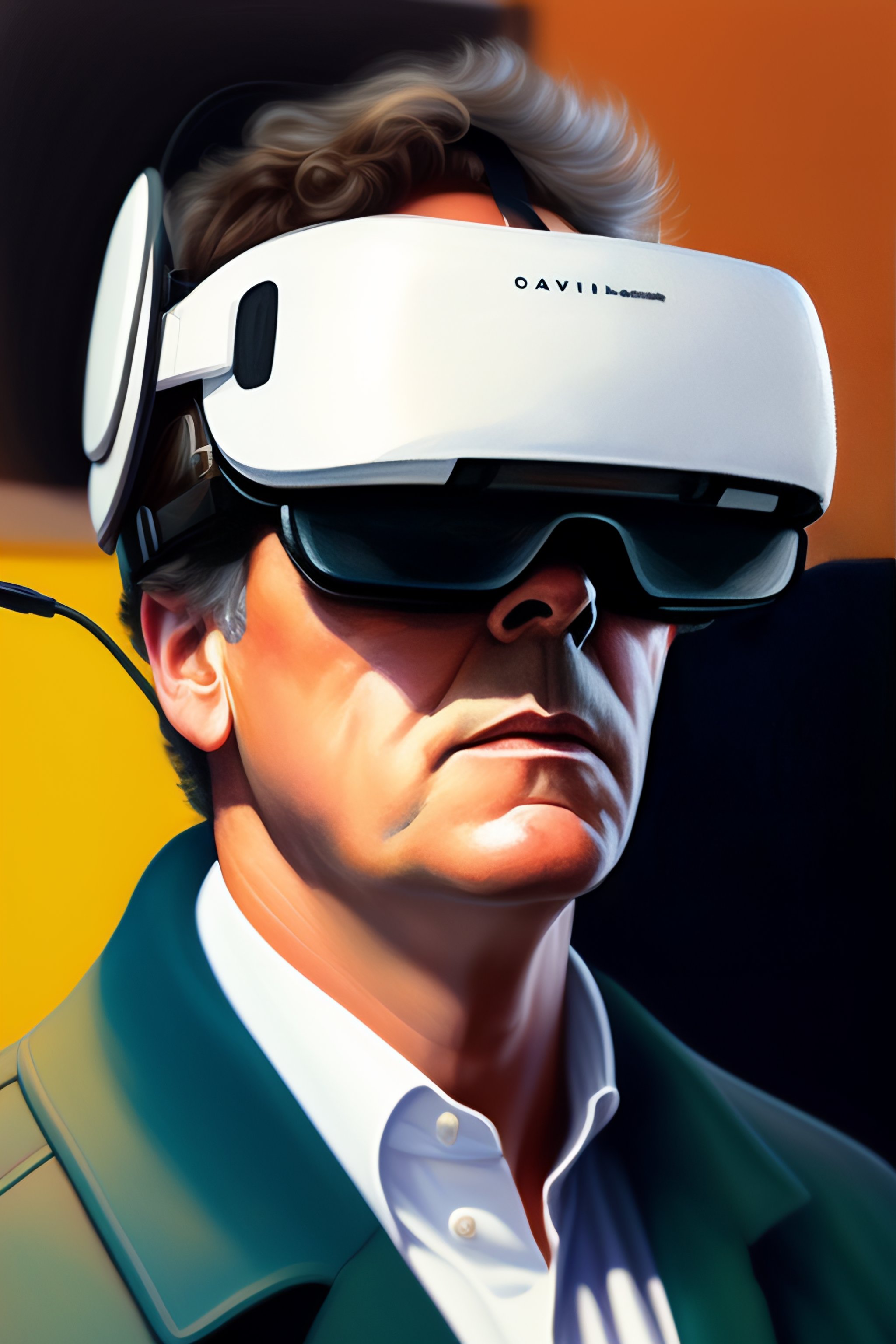 Lexica - Realistic portrait of David Brewster wearing a VR headset