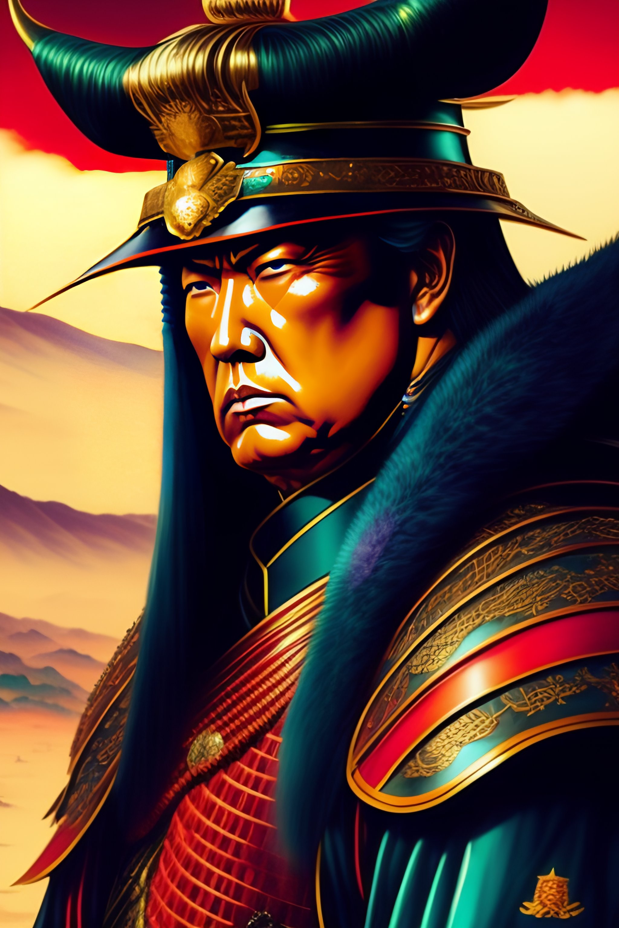 Lexica - Poster of donald trump as a samurai, wearing cyberpunk ...