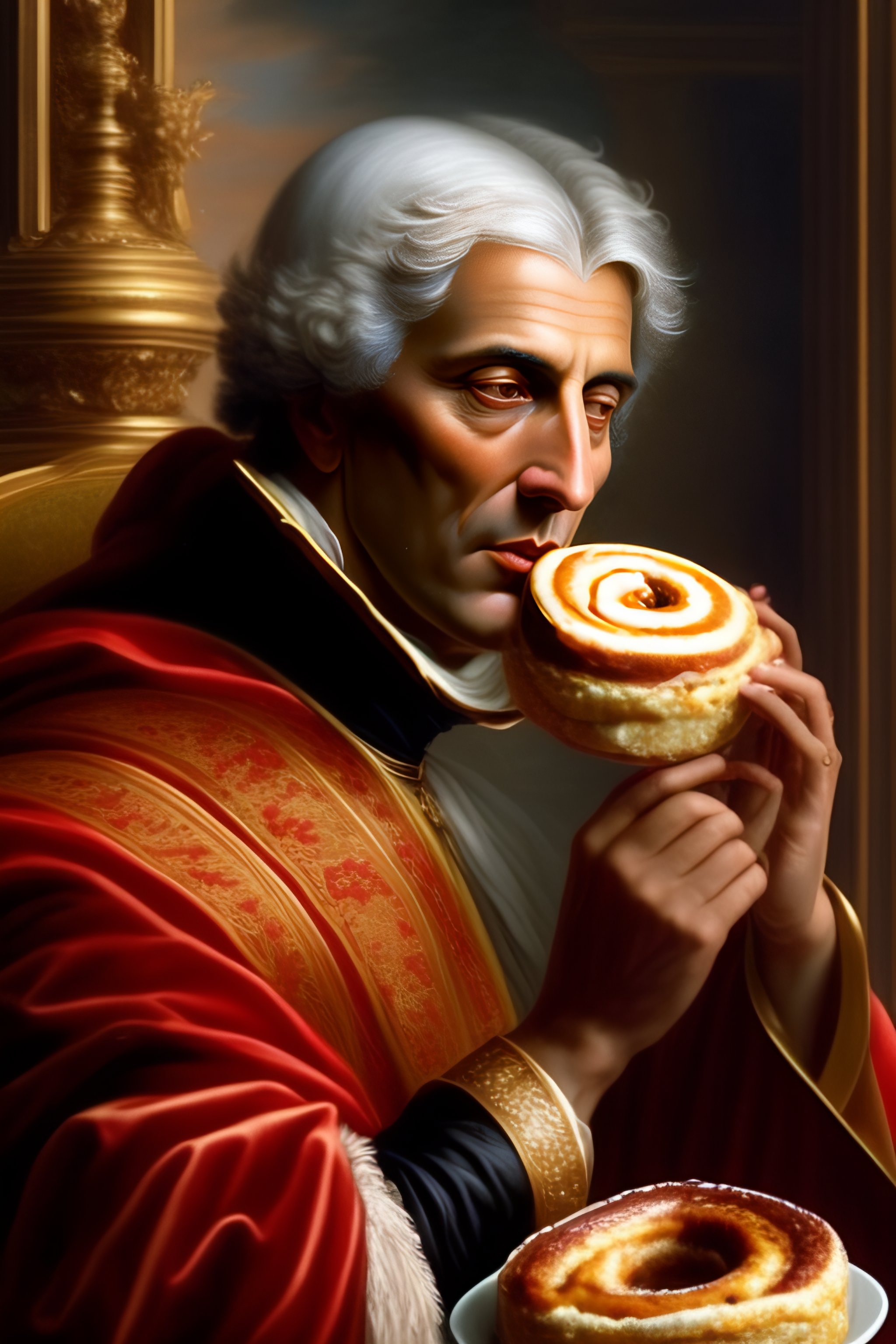Lexica - Dante Alighieri eating a Cinnamon roll