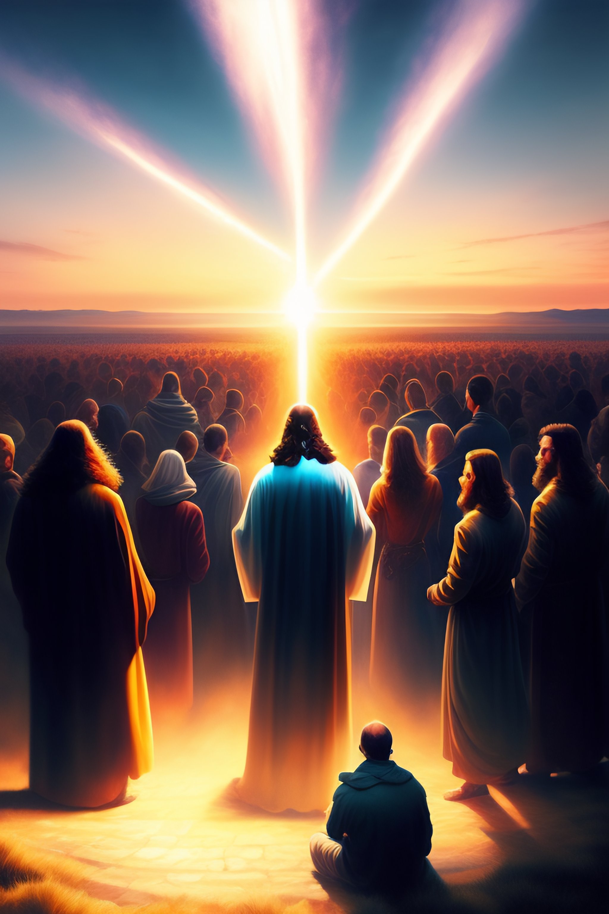 Lexica - Jesus Christ resurrecting, sky in the background, lots of ...