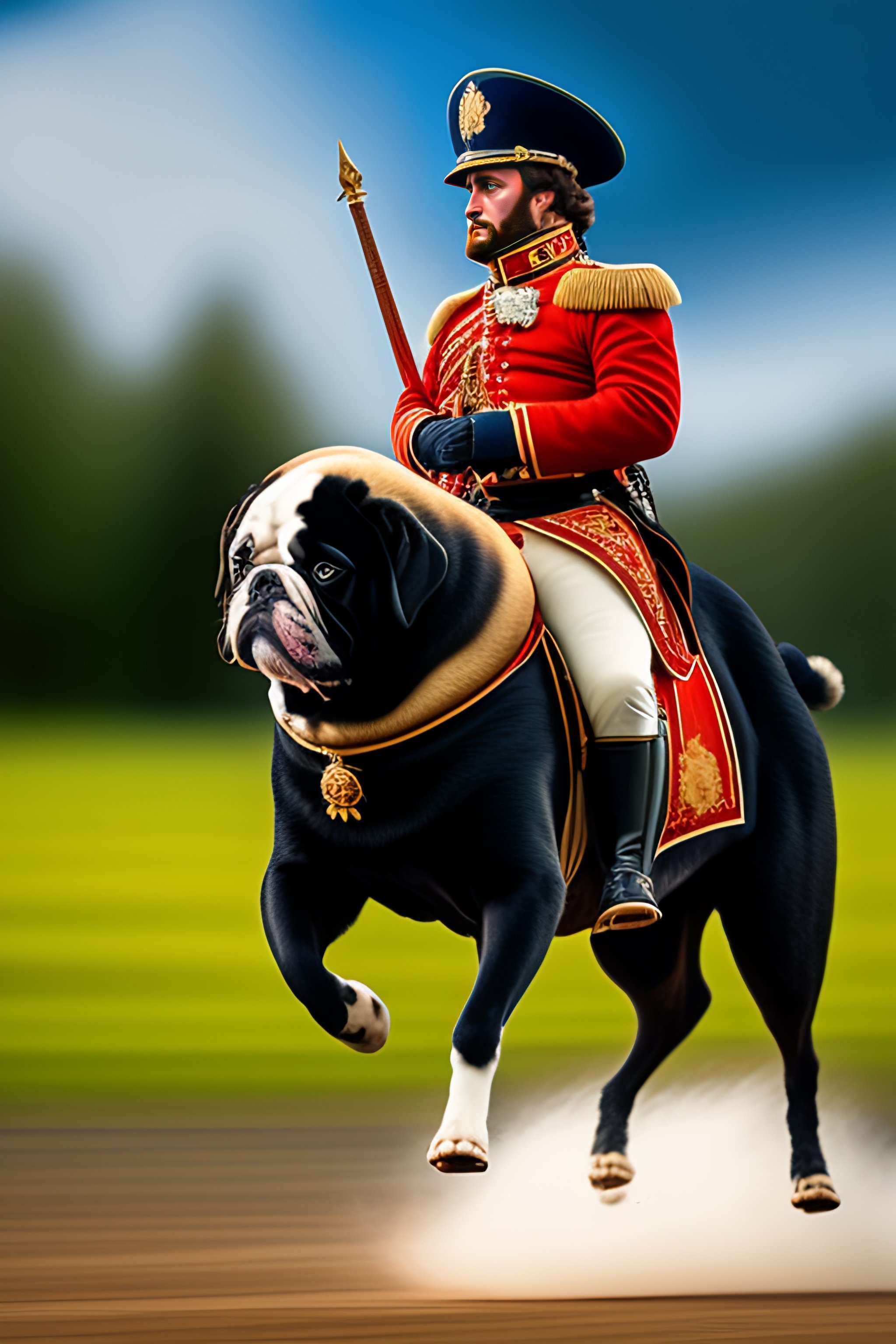Lexica - Napoleon riding a giant pug