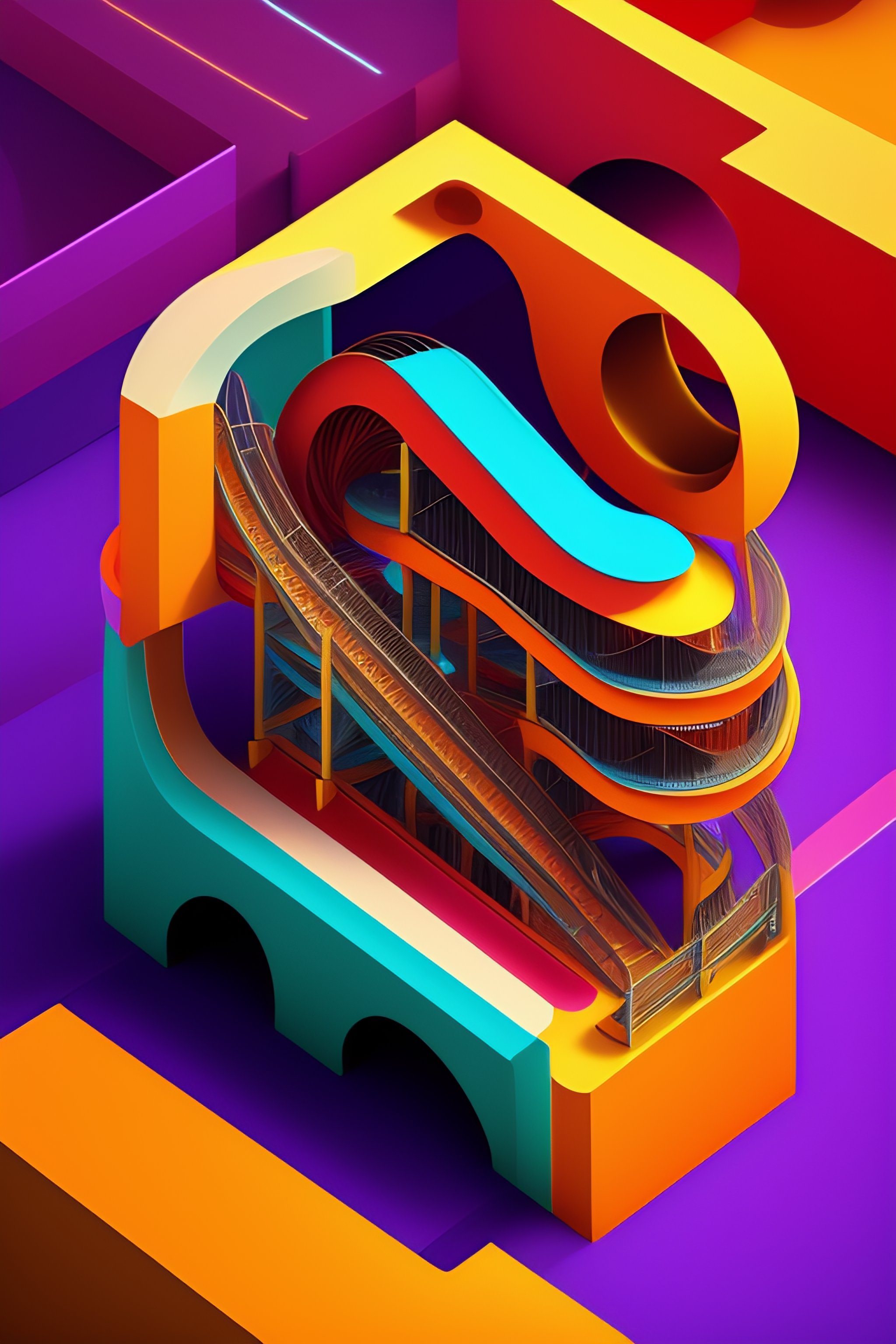 Lexica - Roller coaster, concept art, digital painting, suprematism ...