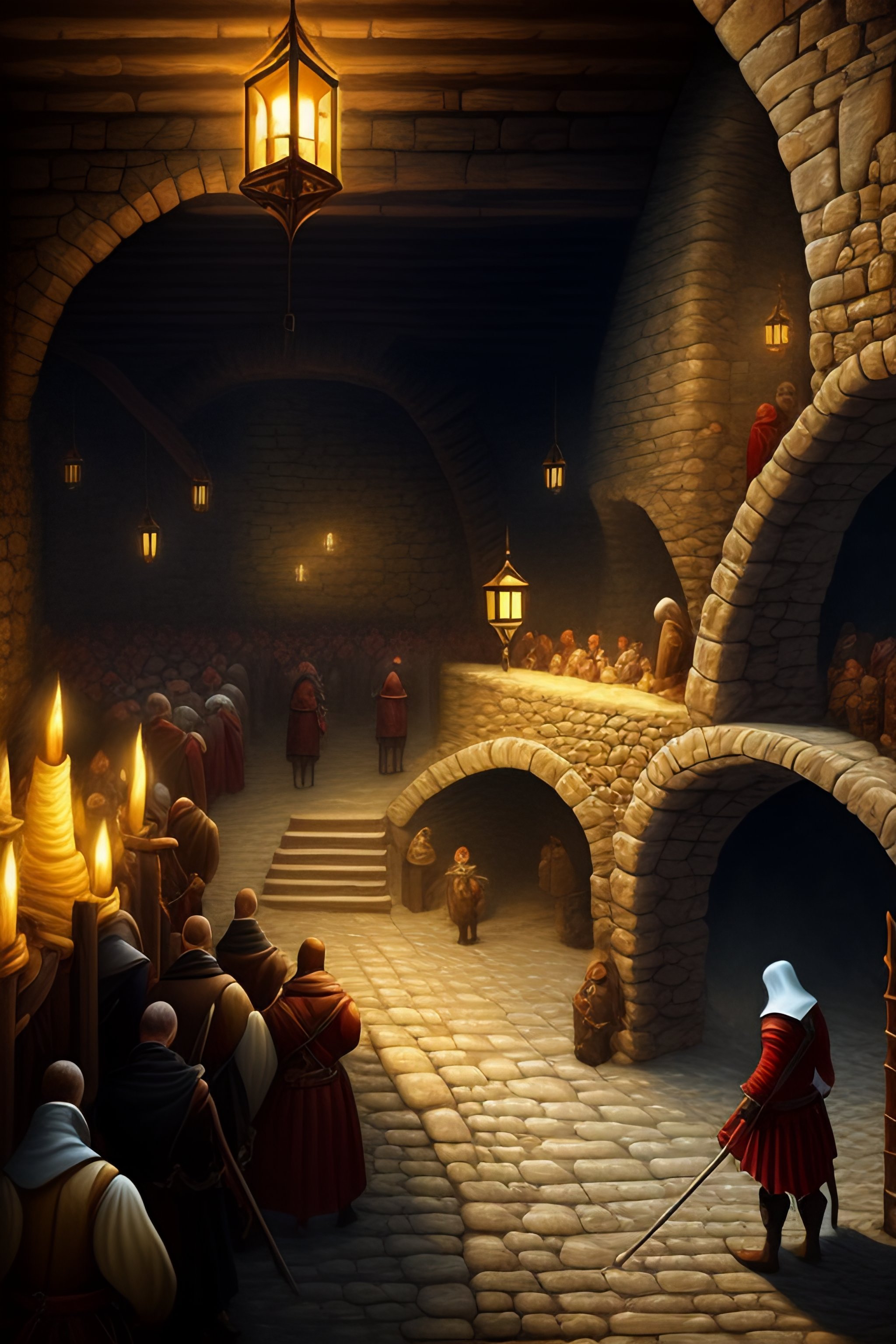 Lexica - Extra detailed portret of medieval dungeon with prisoners and ...