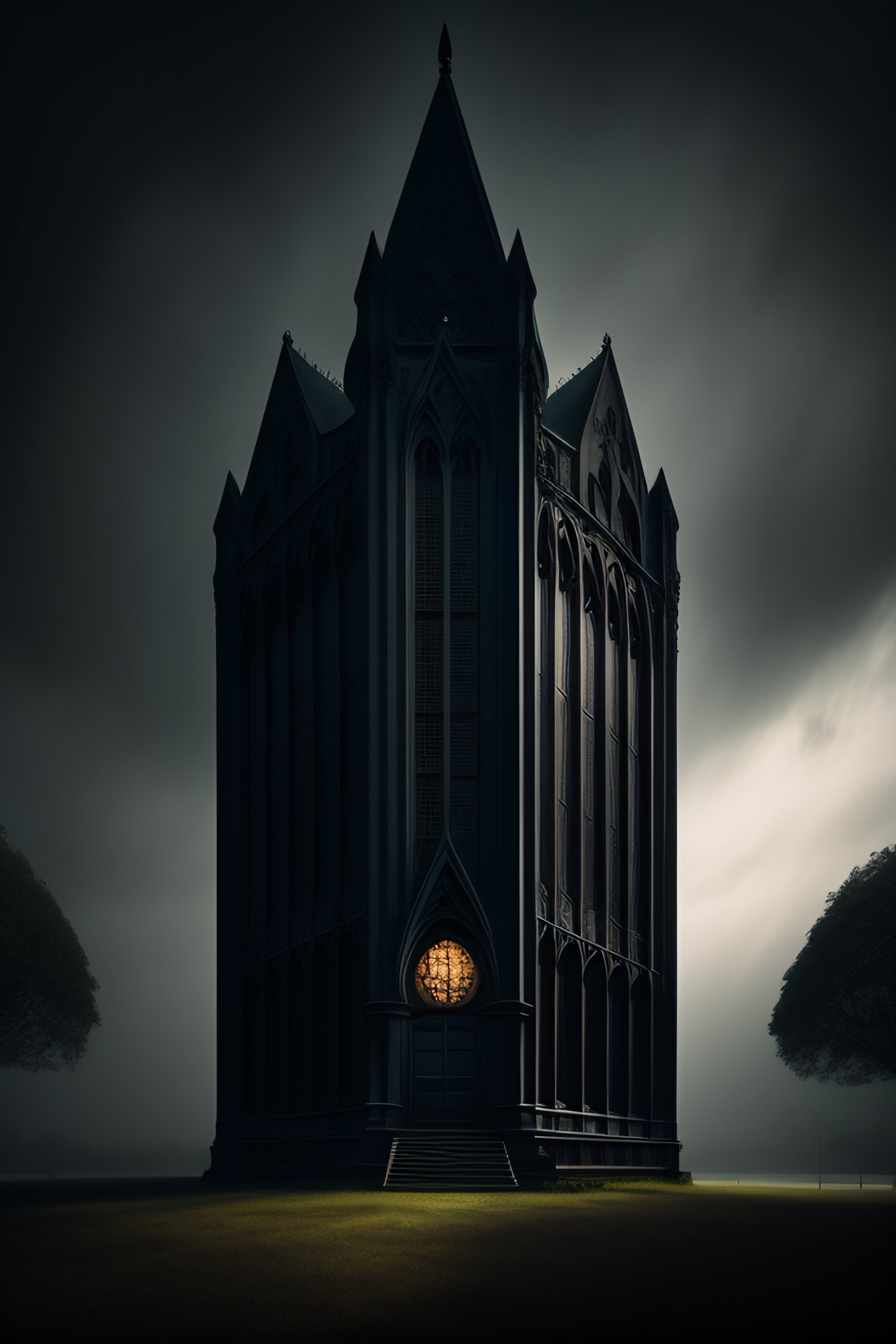 Lexica - Gloomy gothic building, creepy background, all in dark colors