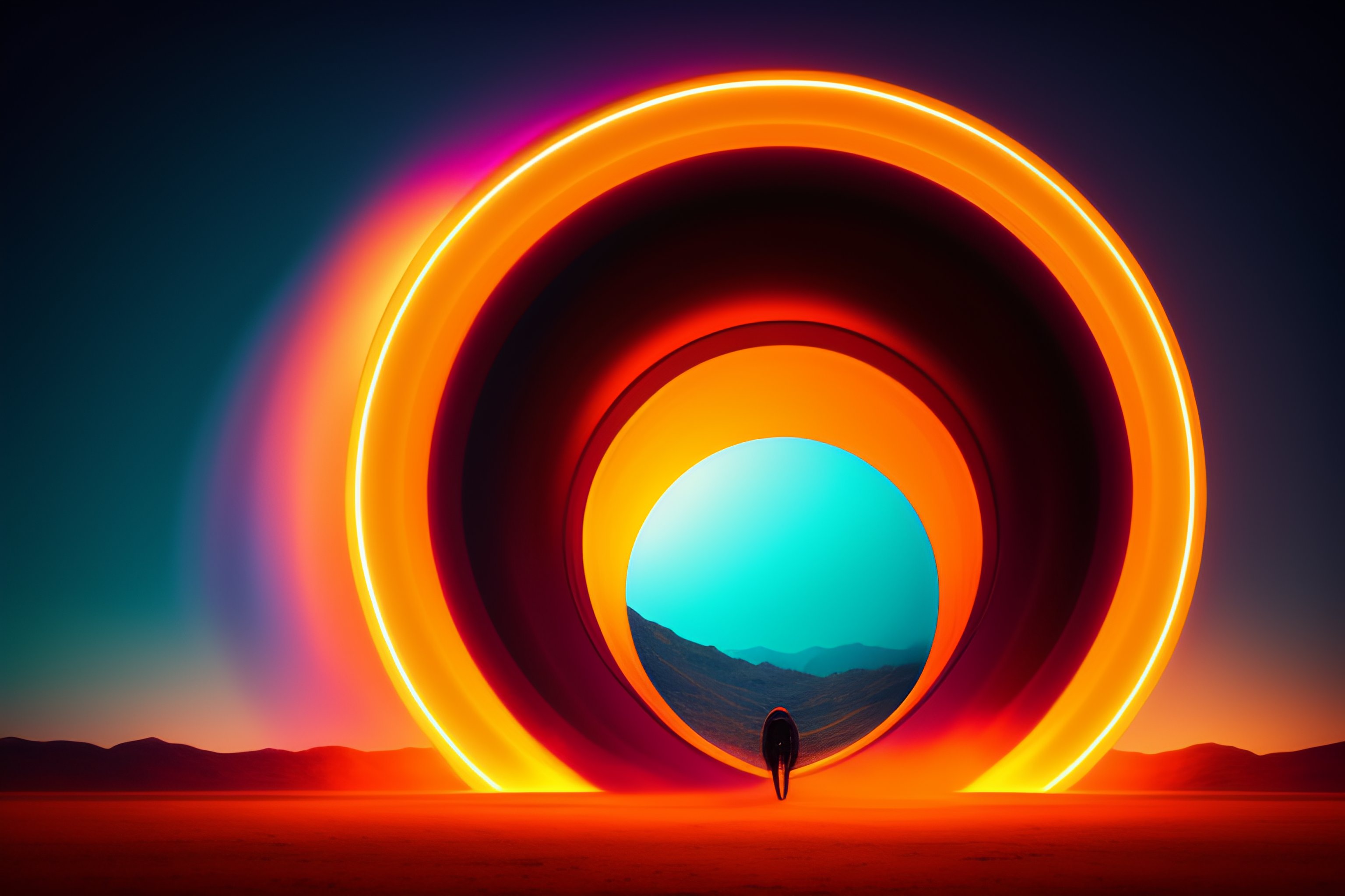 Lexica - Ufo saliendo de portal dimensional color naranja ...