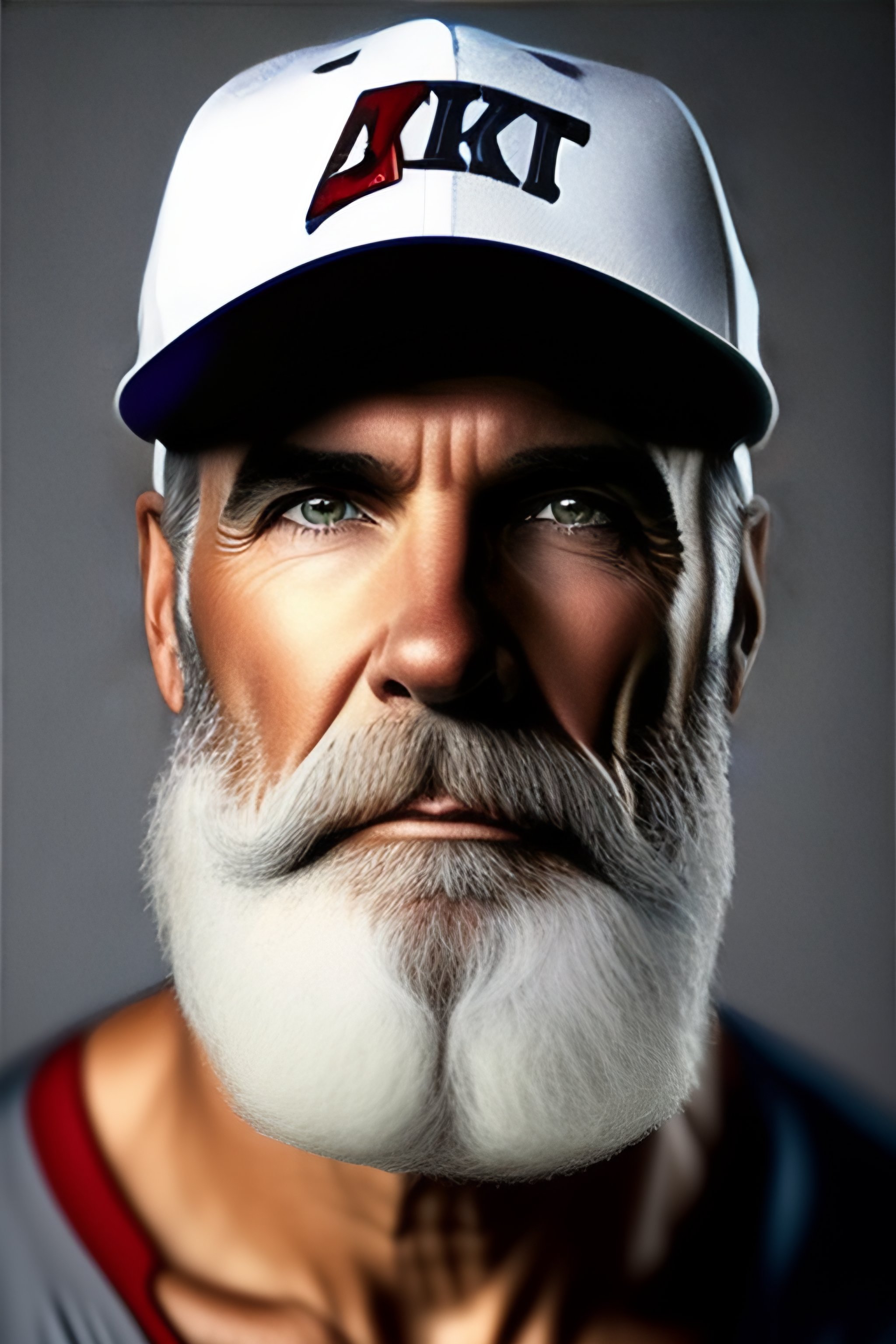 Lexica - White man, short grey beard and slugger cap, 8k, high detail