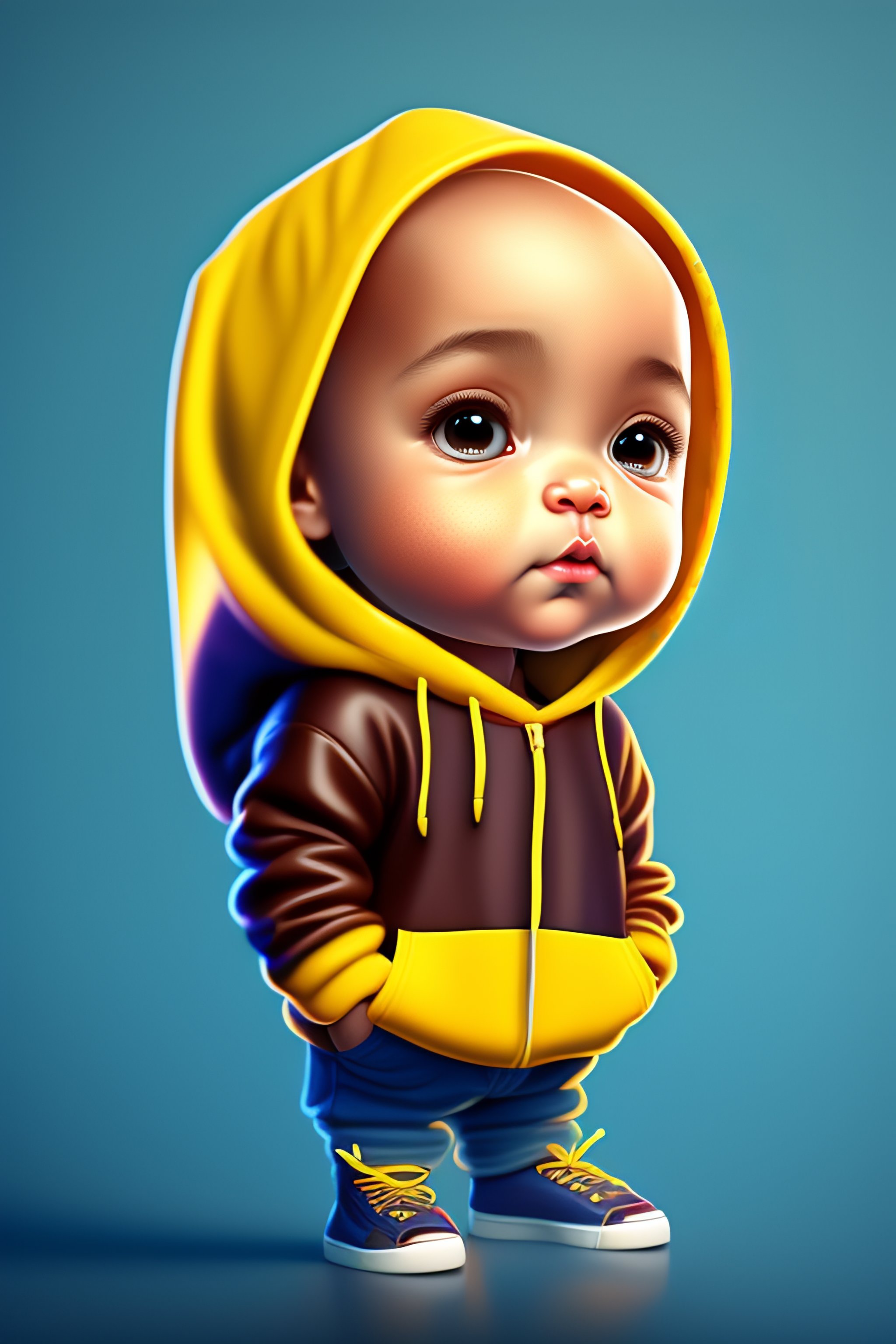 Lexica - Cute adorable cartoon tan bald male baby with brown eyes ...