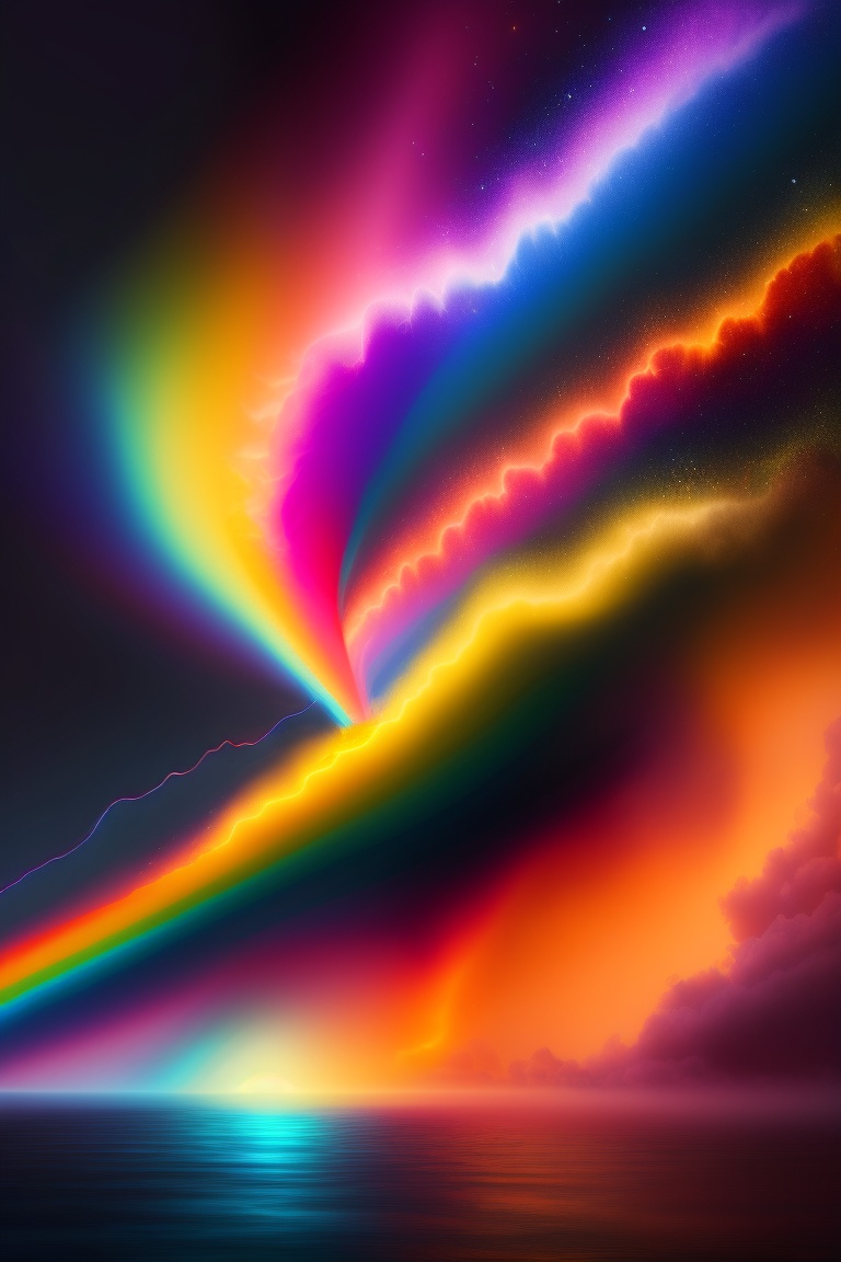 Lexica - Colorful rainbow lightning explosion in space, vibrant ...