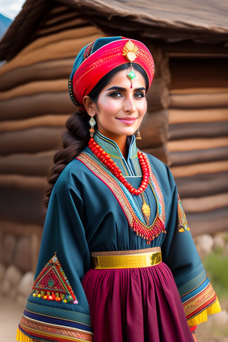 Lexica - Describe a beautiful Kalash girl wearing intricate traditional ...