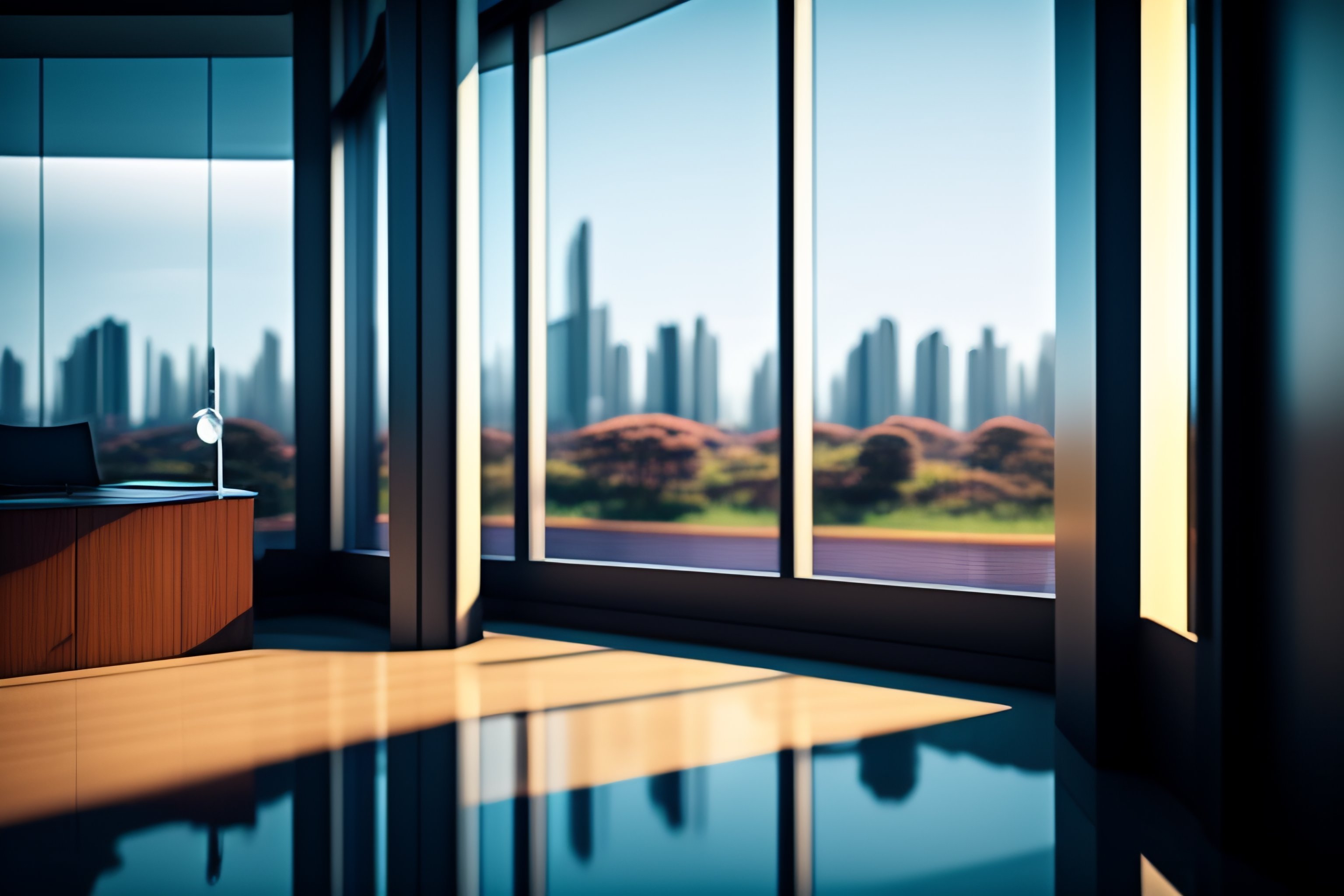 Lexica - Lawyer office, big desk with comfortable chair in front of the ...