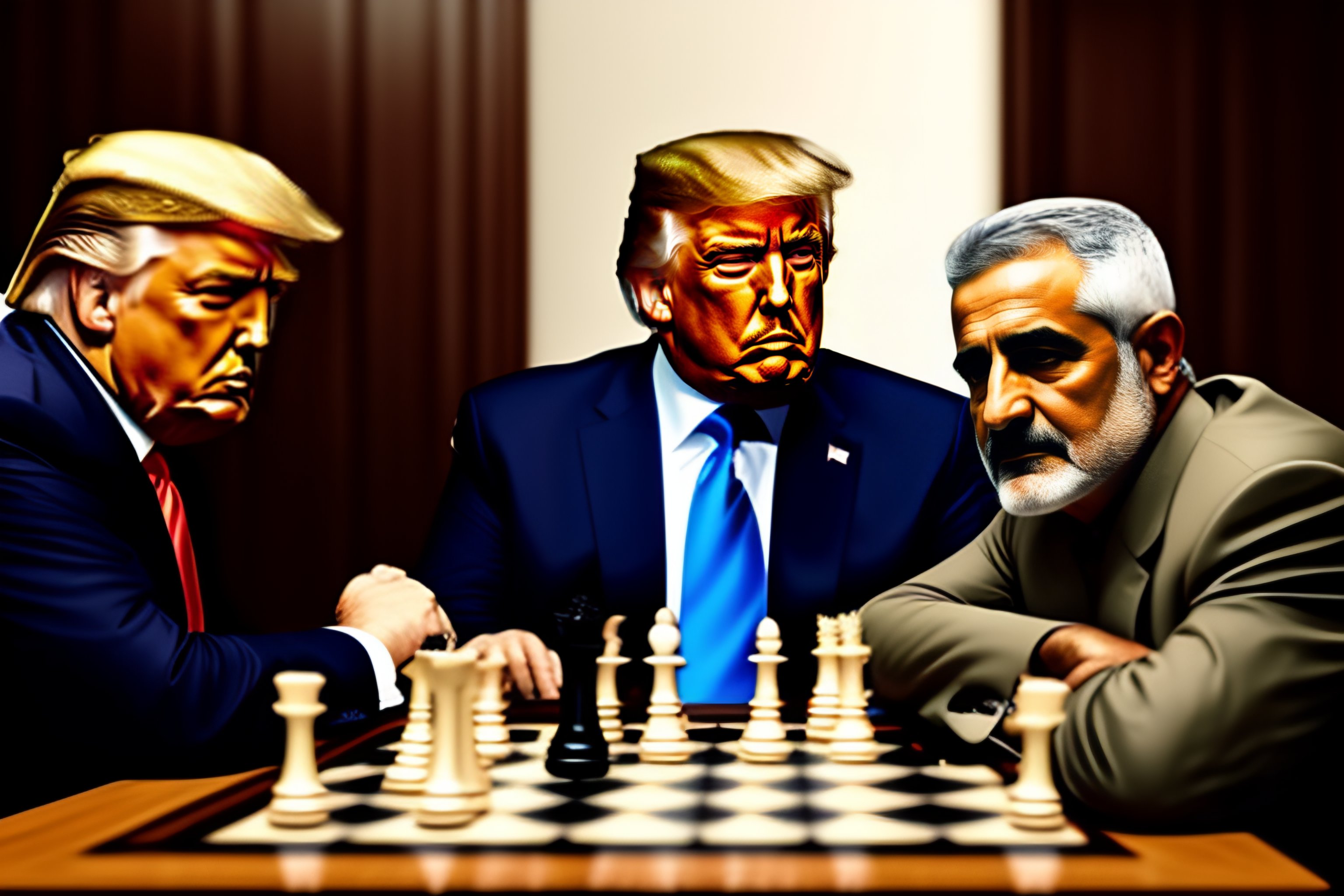 Lexica - Qasem soleimani and Trump are playing Chess