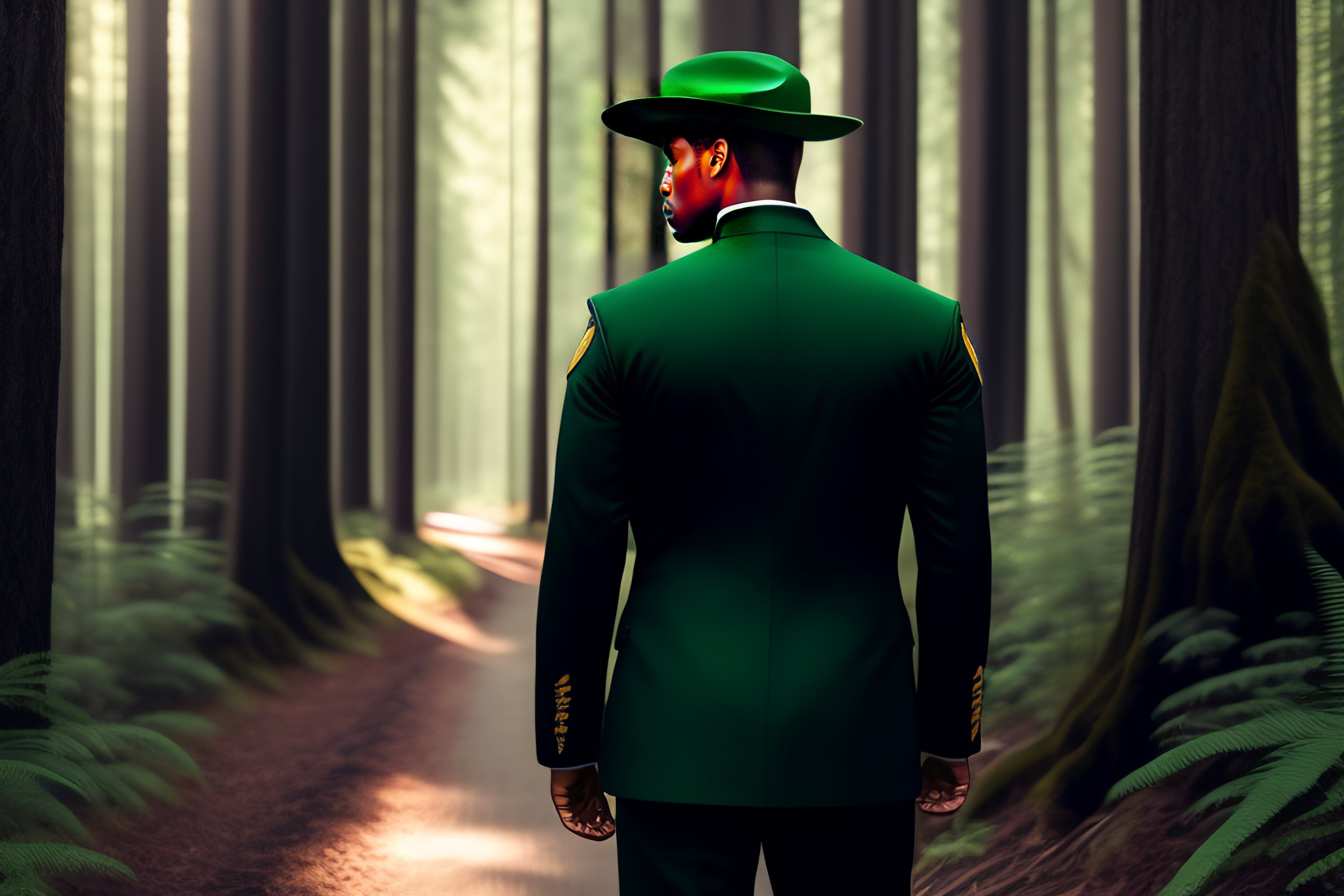Lexica - Park ranger man, black, green suit, 8k resolution, ultra ...