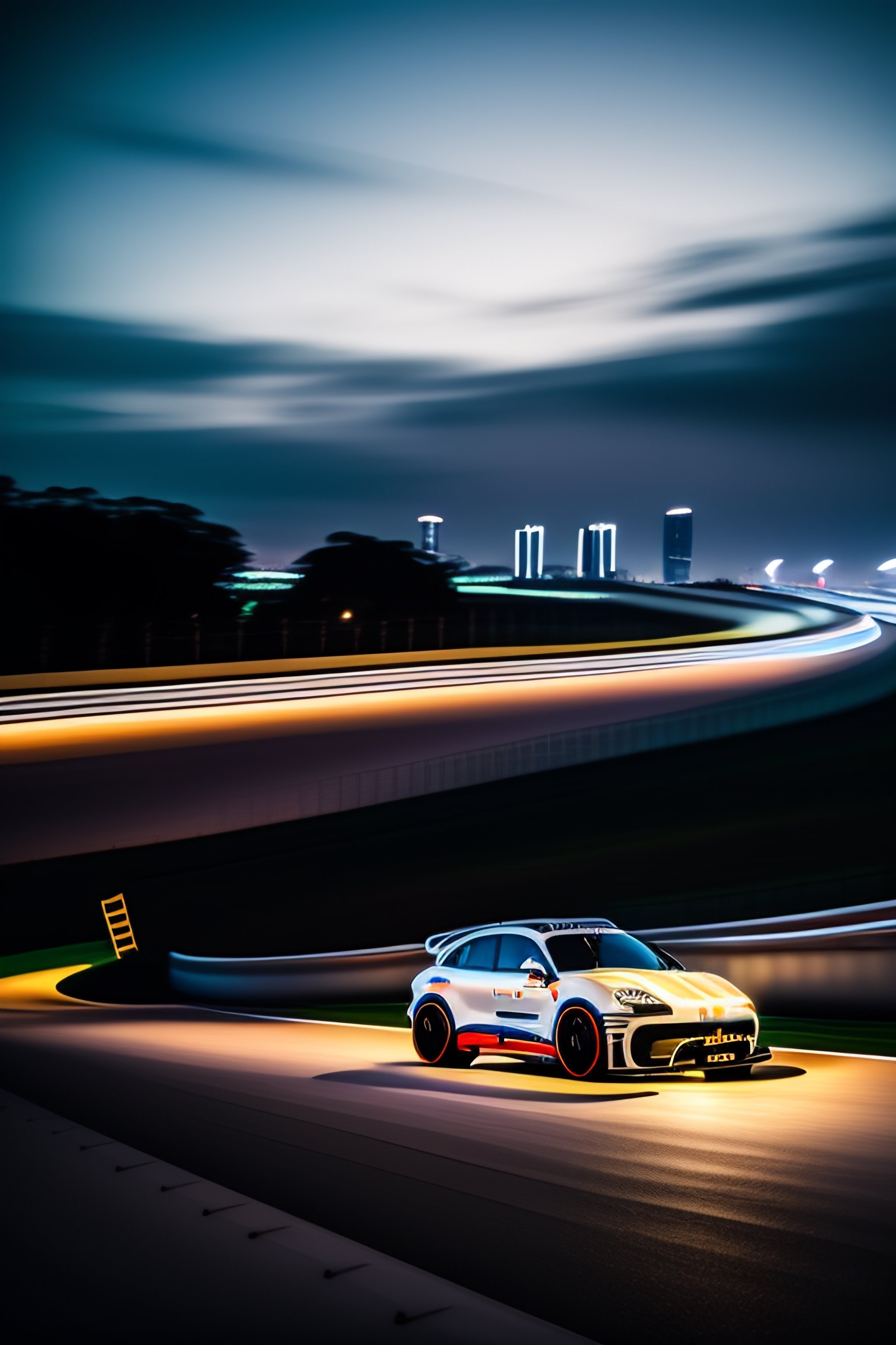 Lexica - Photo of white porsche macan driving on racetrack against ...