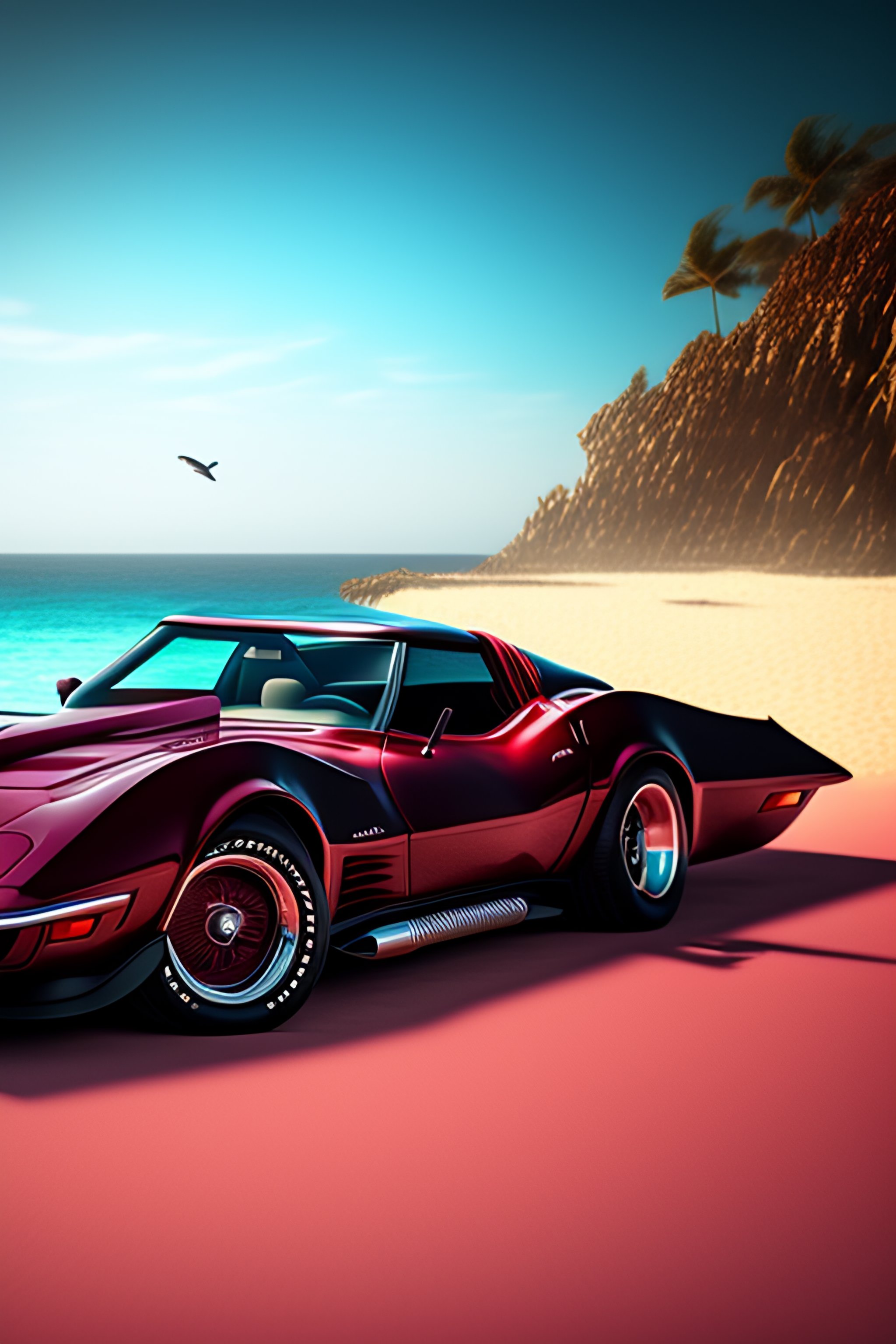 Lexica - Burgundy 1974 Corvette, underwater, sitting on ocean floor ...