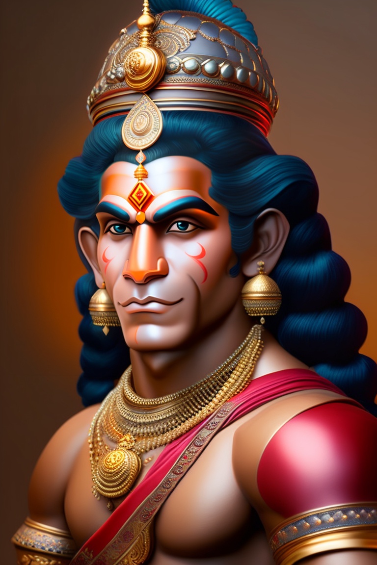 Lexica - Lord Hanuman in portrait, looking at the camera, very peaceful ...