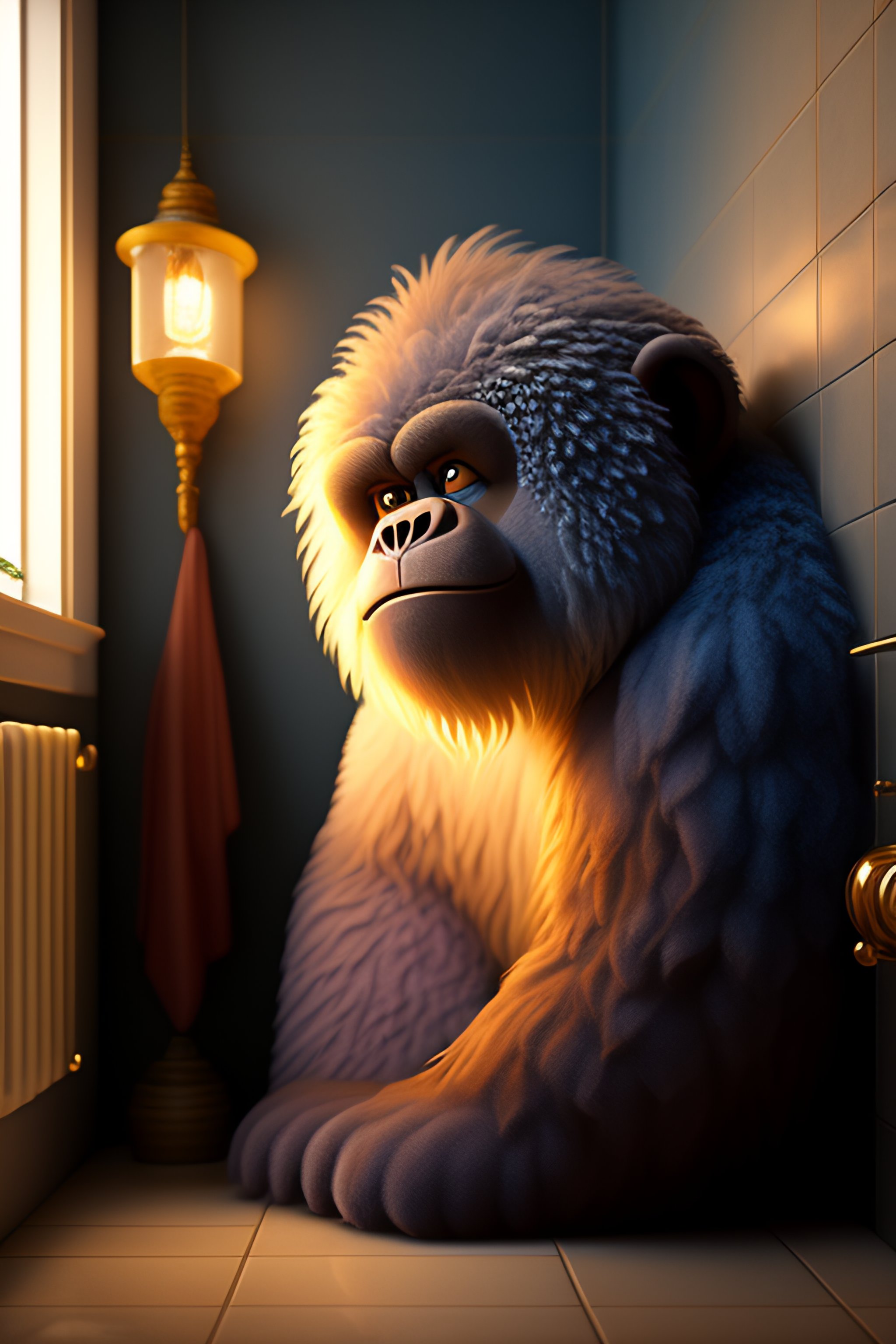 Lexica - An exhausted giant furry abominable yeti with glasses in his ...