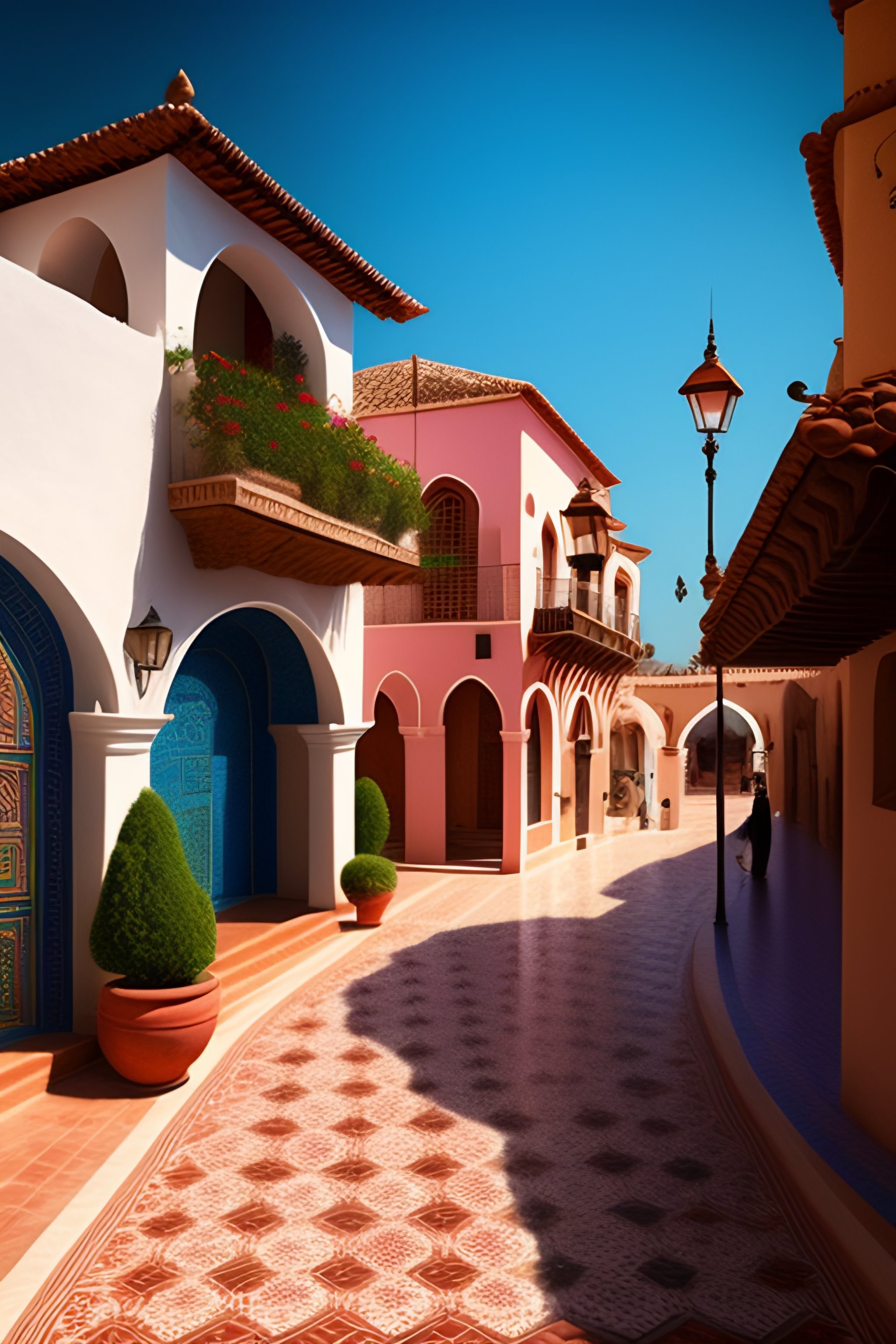 Lexica - A spanish town mosaic arab tiles painted in photo shop ...